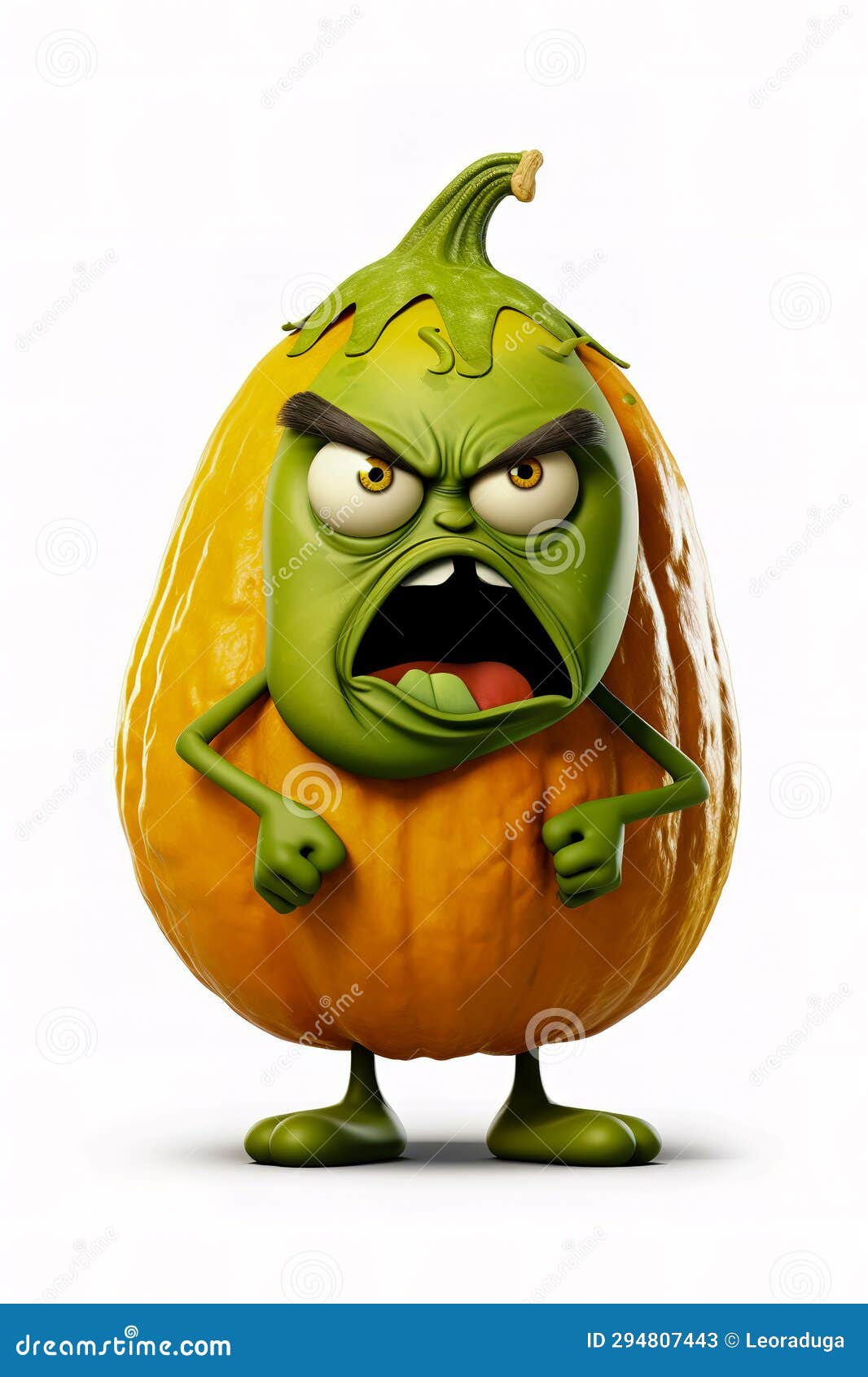 Angry Gourd Character Clipart On White Background Stock Photography ...