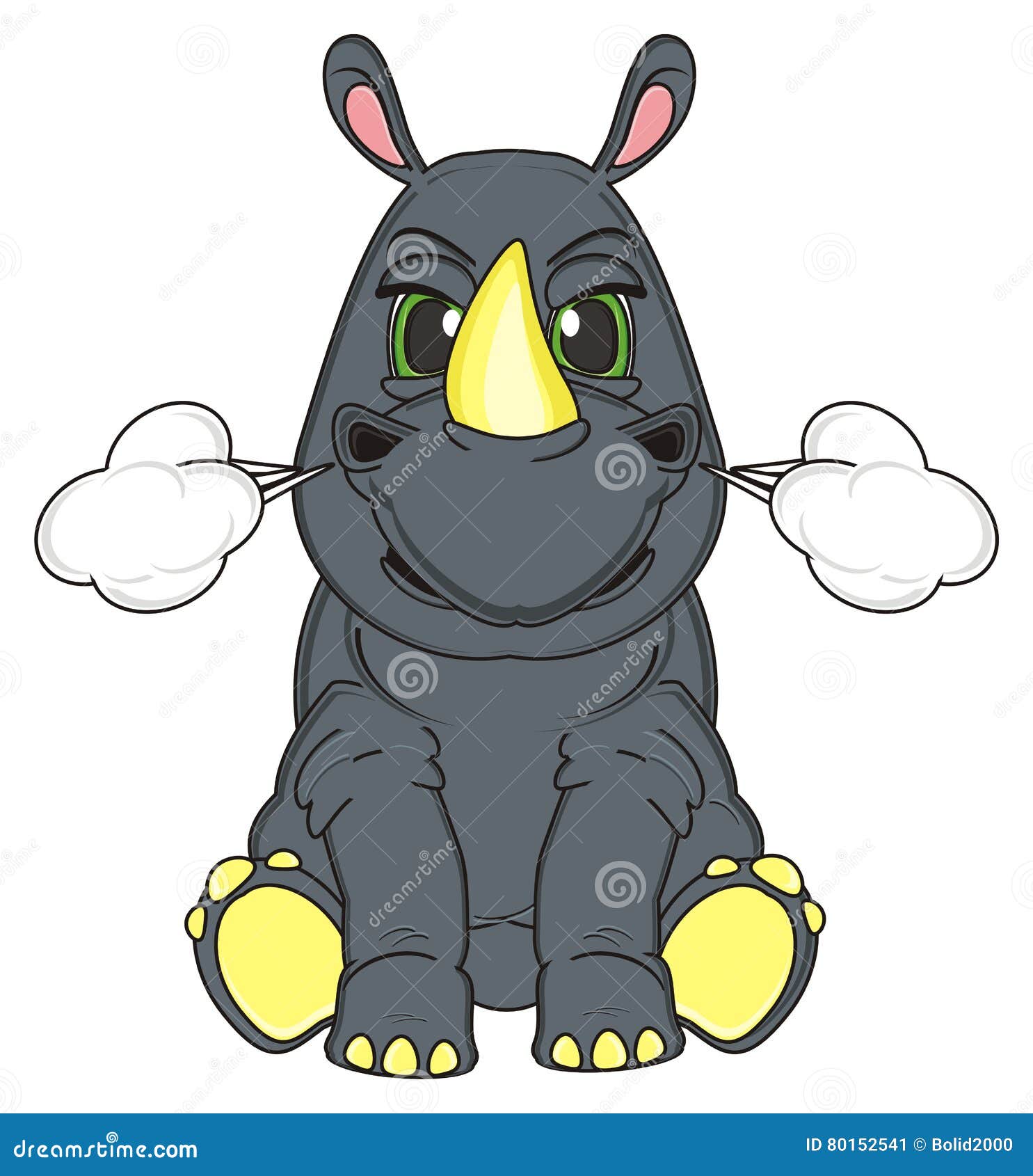 Angry gray rhino stock illustration. Illustration of character - 80152541