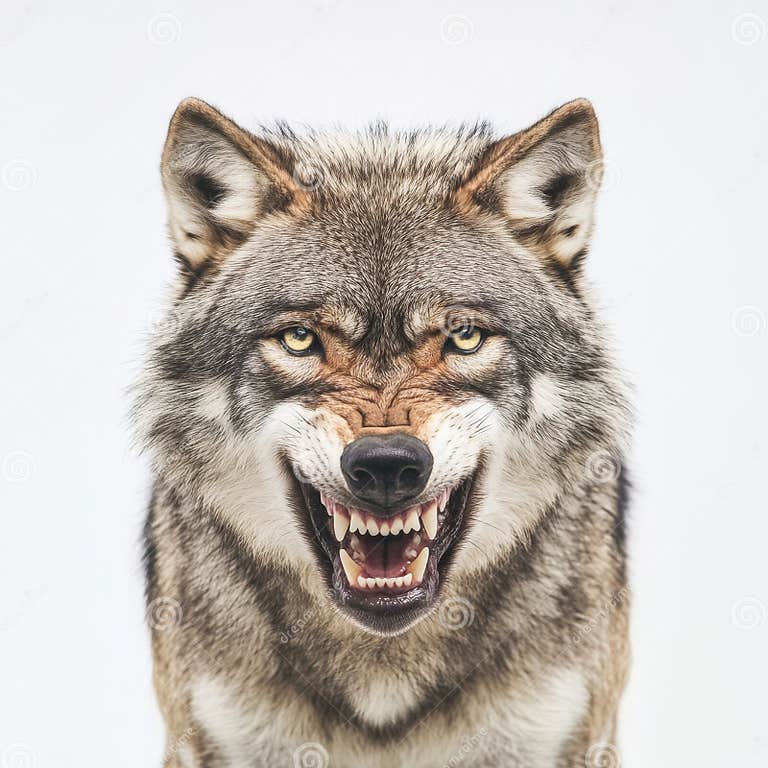 An Angry Gray Wolf& X27;s Face on a Transparent Background Stock Photo ...