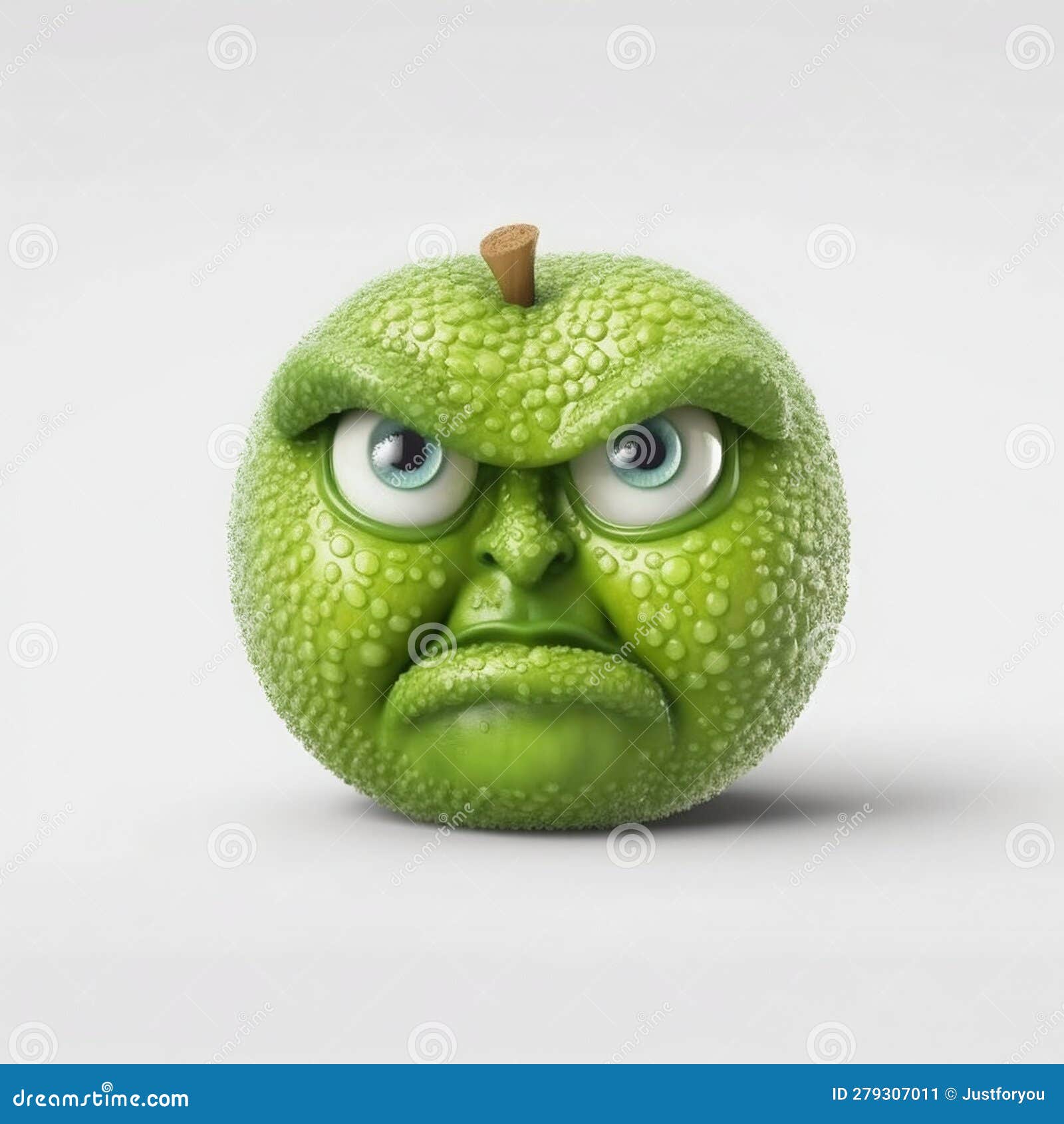 Angry Green Apple. Generative Ai Stock Illustration - Illustration of ...
