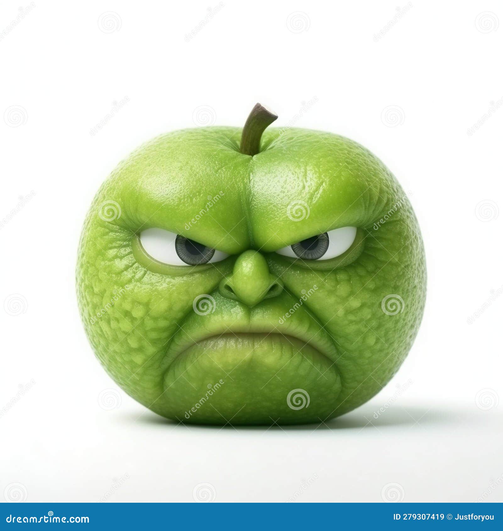 Angry Green Apple. Generative Ai Stock Illustration - Illustration of ...