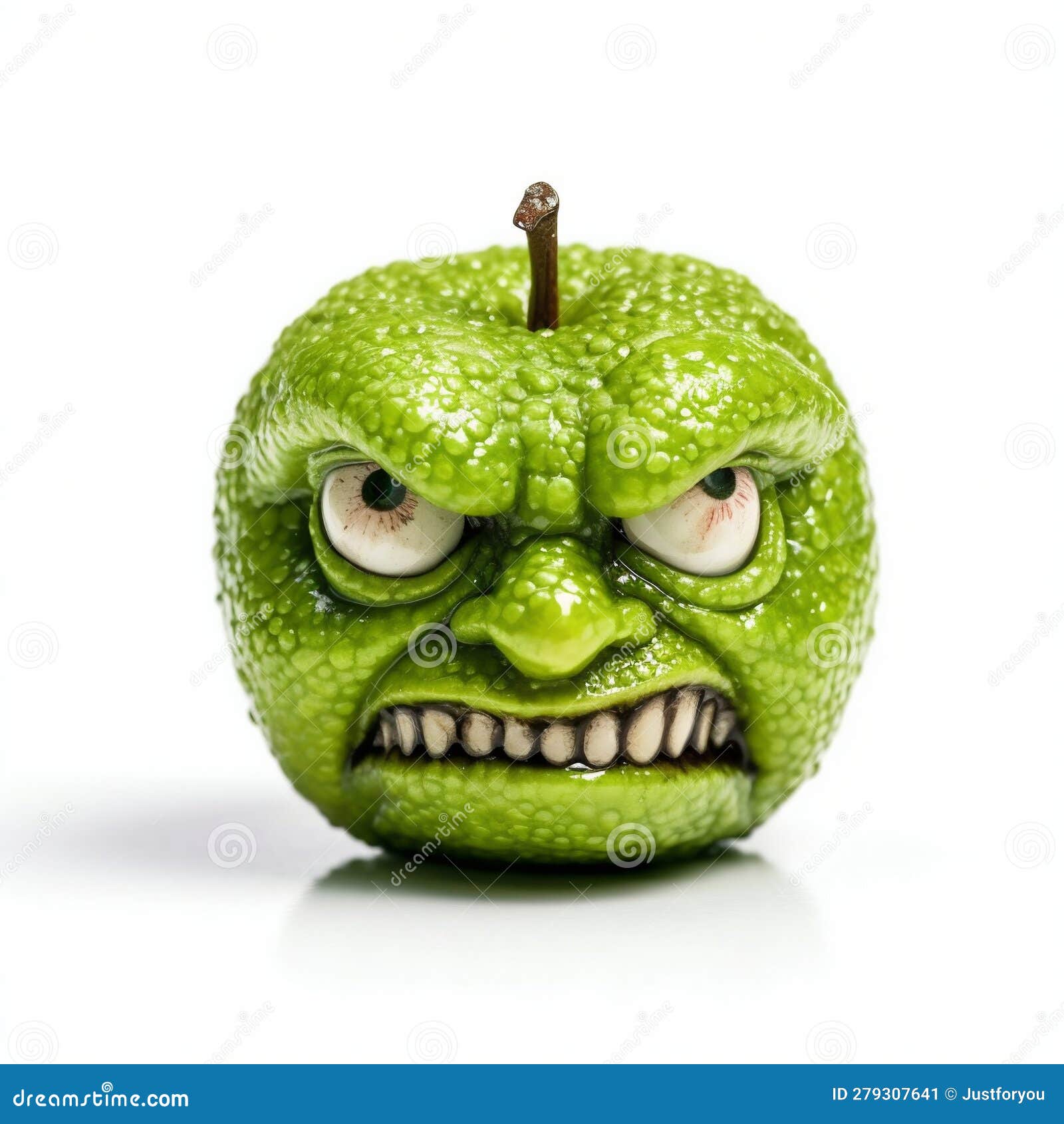 Angry Green Apple. Generative Ai Stock Illustration - Illustration of ...