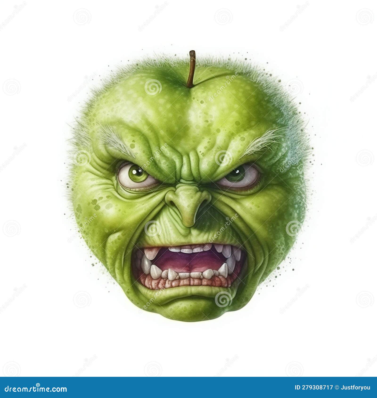 Angry Green Apple. Generative Ai Stock Illustration - Illustration of ...