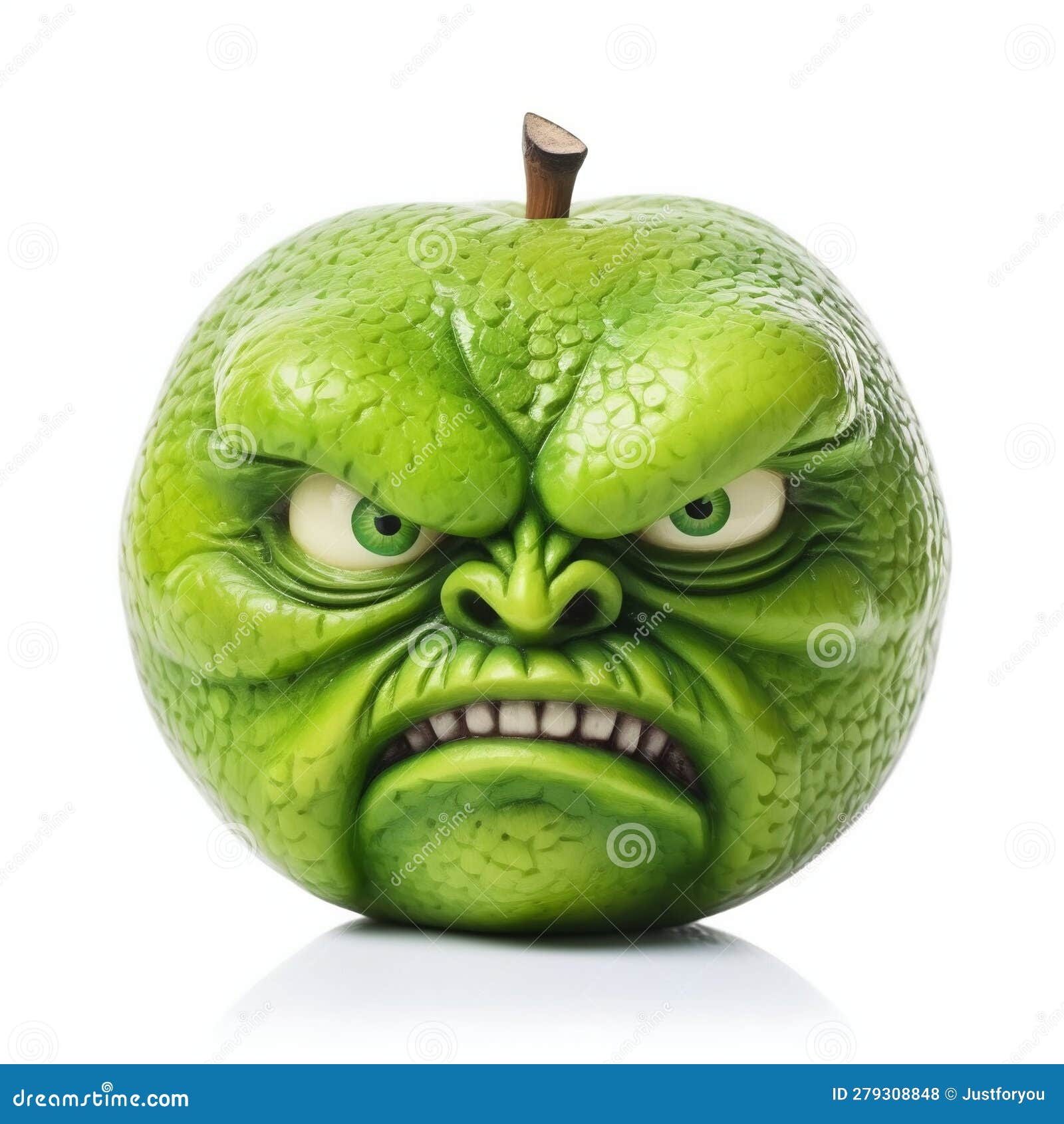 Angry Green Apple. Generative Ai Stock Illustration - Illustration of ...