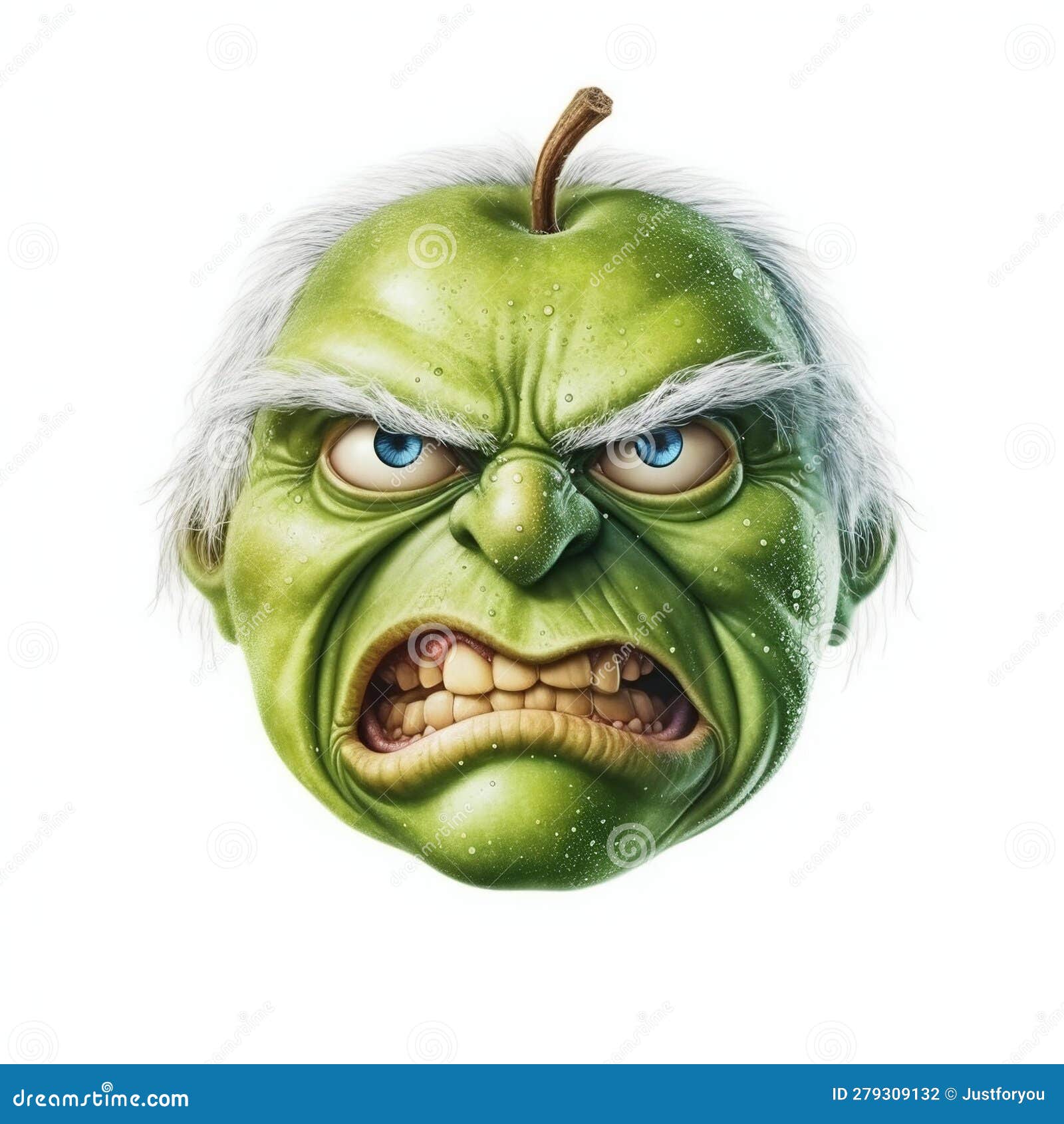 Angry Green Apple. Generative Ai Stock Illustration - Illustration of ...