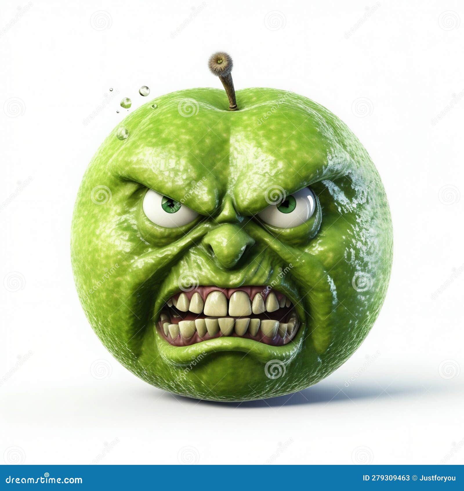 Angry Green Apple. Generative Ai Stock Illustration - Illustration of ...