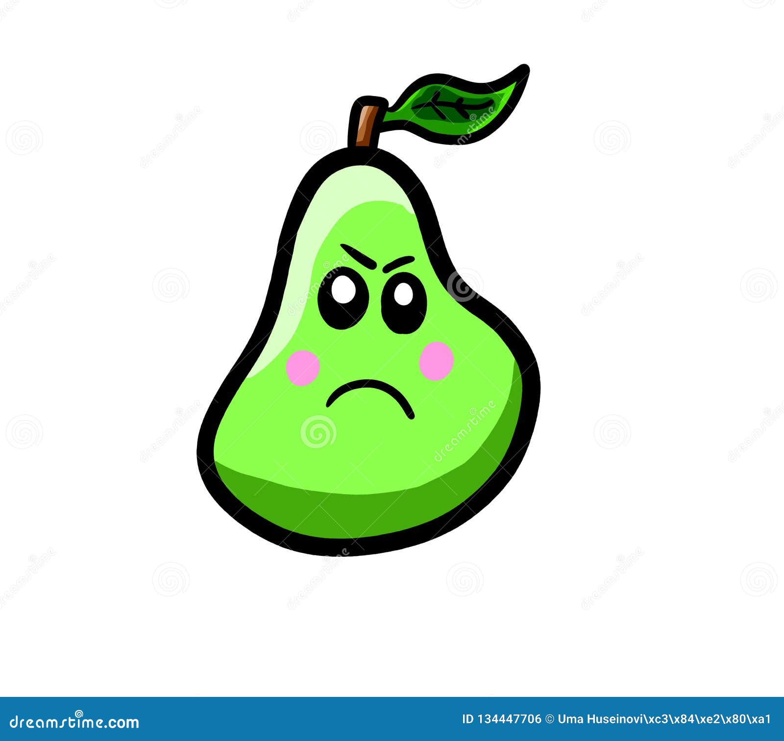 Angry Green Cartoon Pear stock illustration. Illustration of colorful ...
