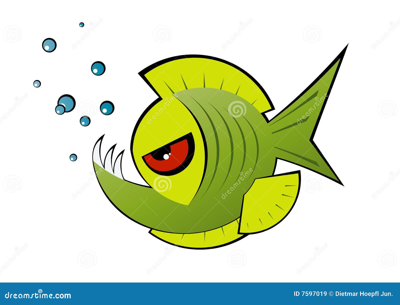 Angry Green Cartoon Piranha Stock Illustration - Illustration of ...