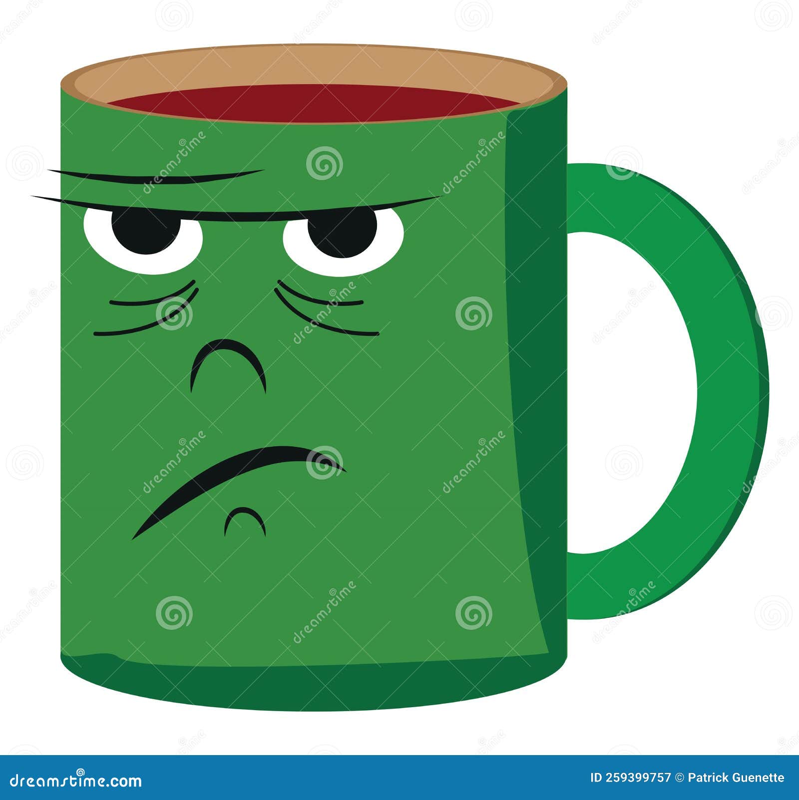 Angry green cup, icon stock vector. Illustration of background - 259399757