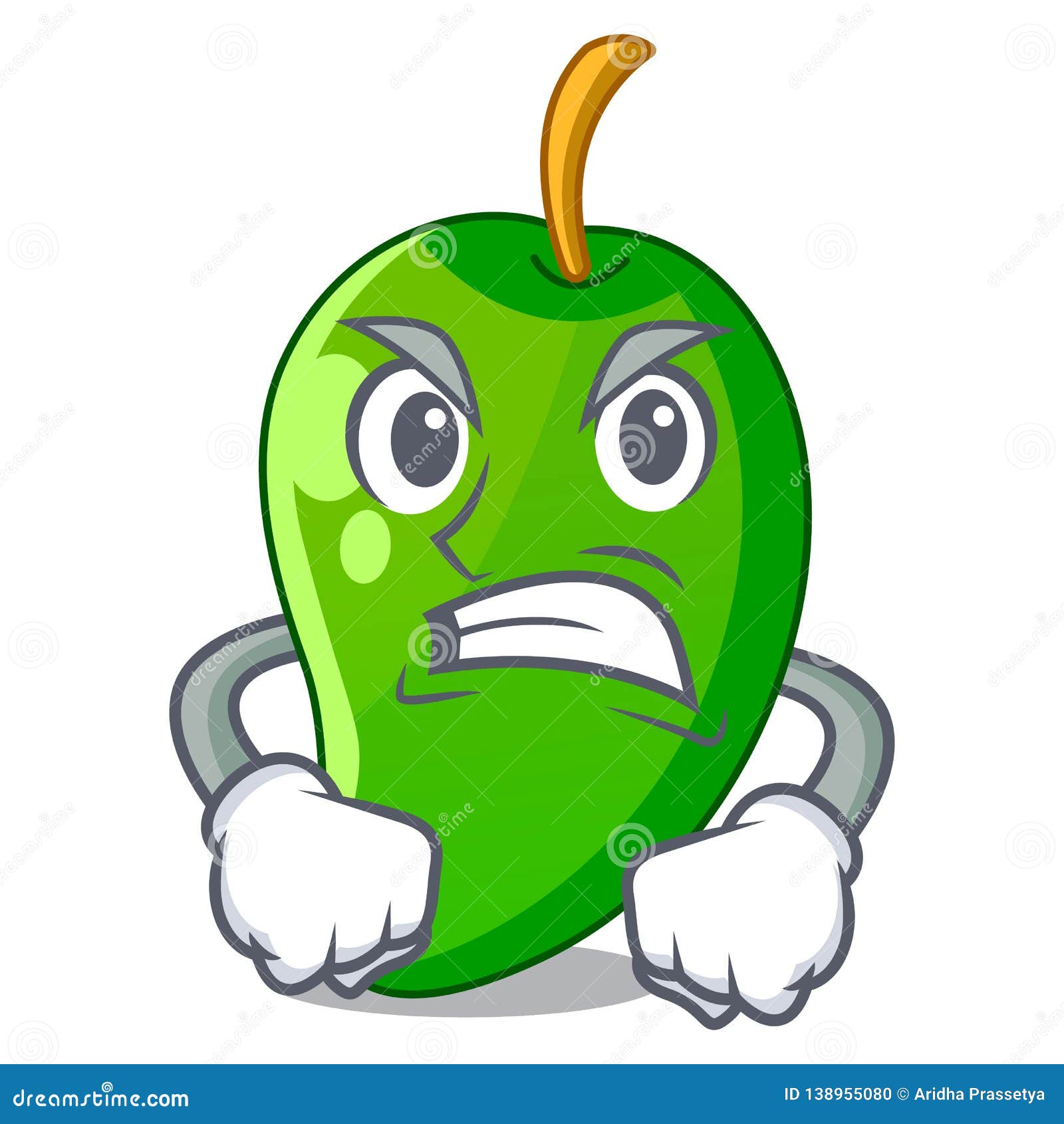 Angry Green Mango in the Cartoon Shape Stock Vector - Illustration of ...