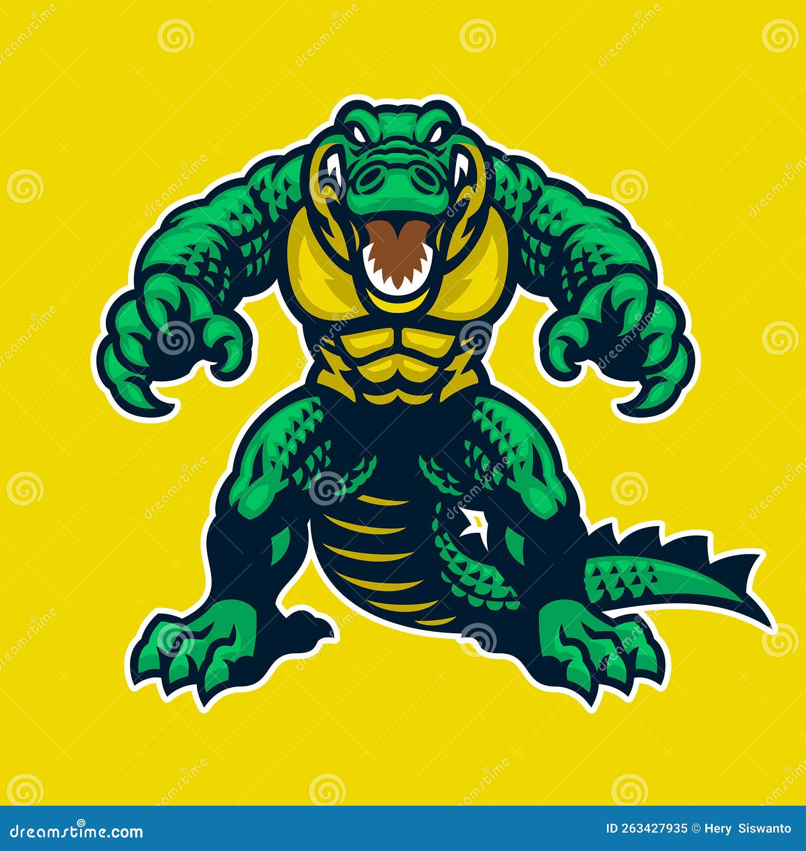 Angry Green Monster Crocodile Character Stock Vector - Illustration of ...