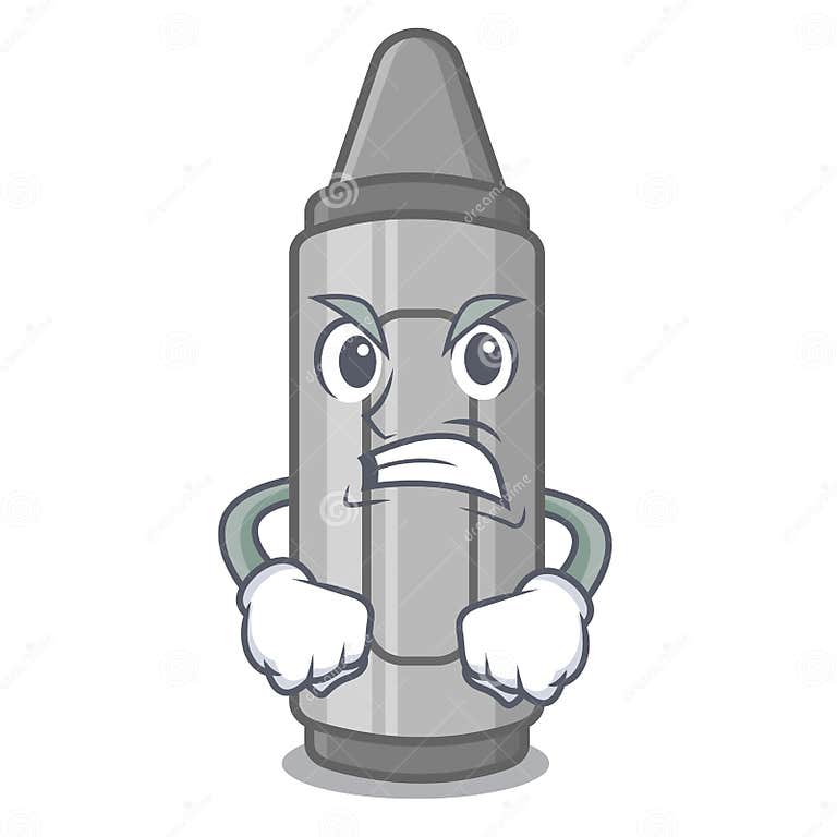Angry Grey Crayon in the Mascot Shape Stock Vector - Illustration of ...