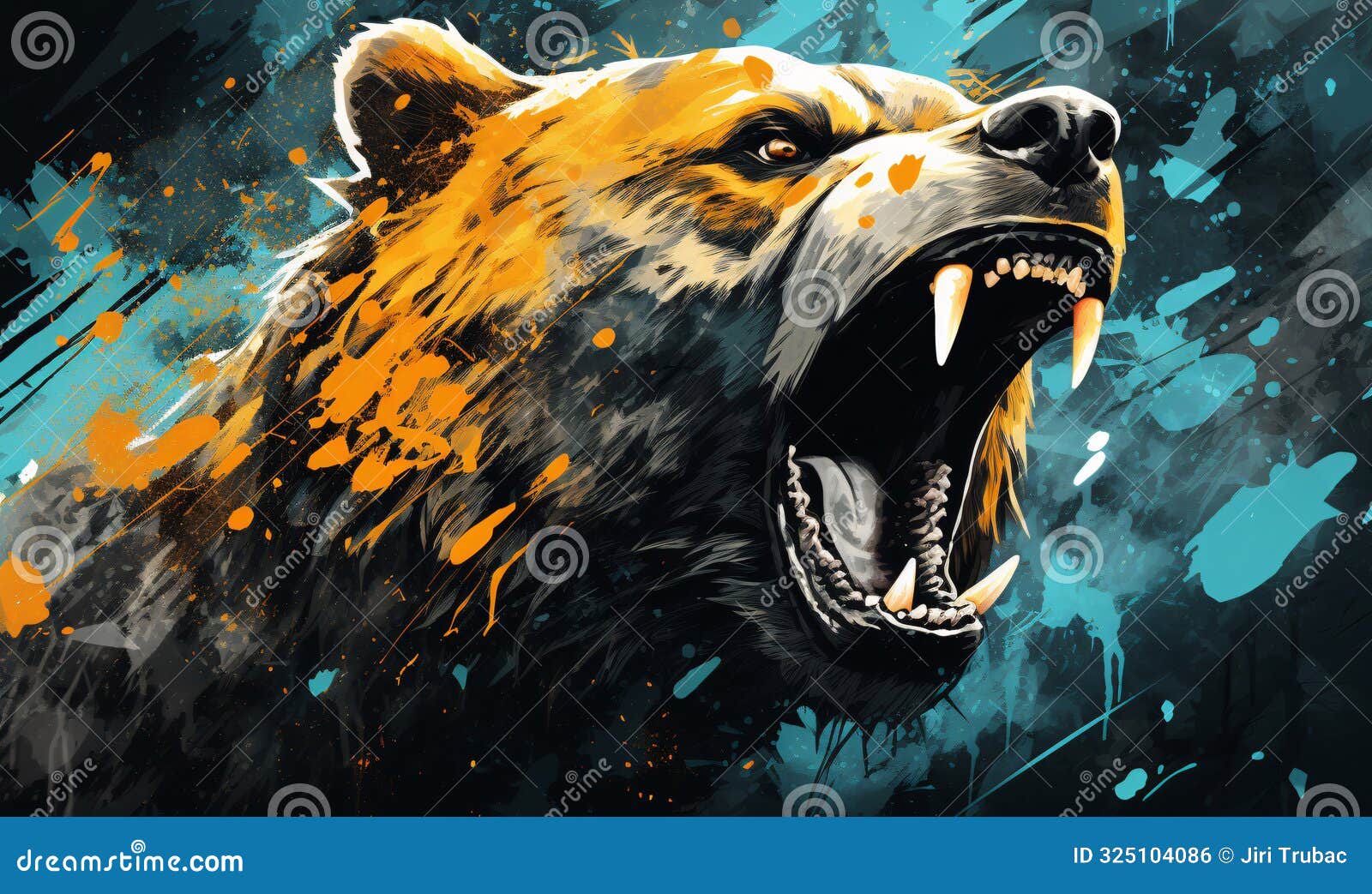 An Angry Grizzly Bear Bared Its Teeth at Its Victim in Rage Stock ...