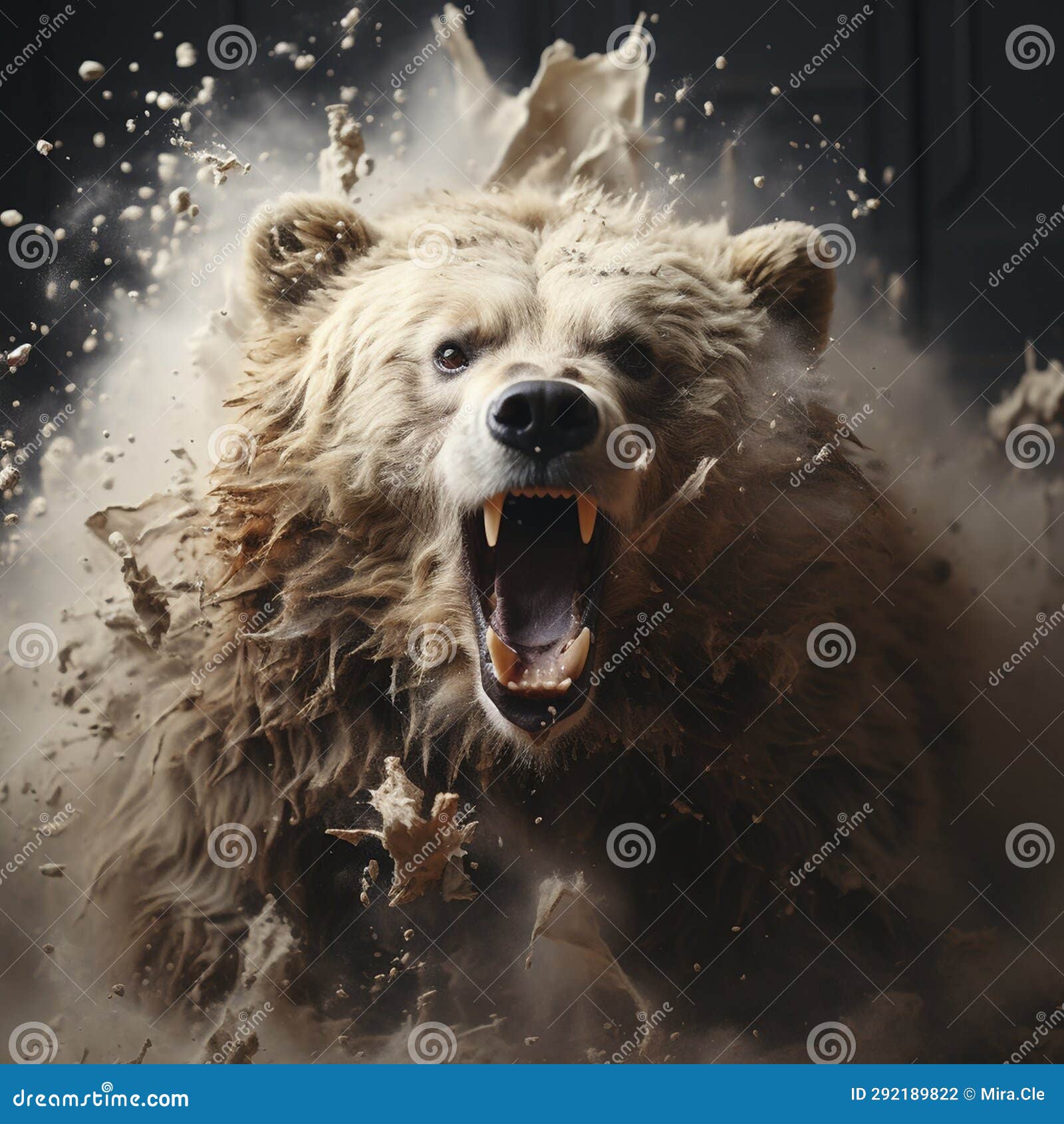 Angry Grizzly Bear Head, Created with Generative AI Stock Illustration ...