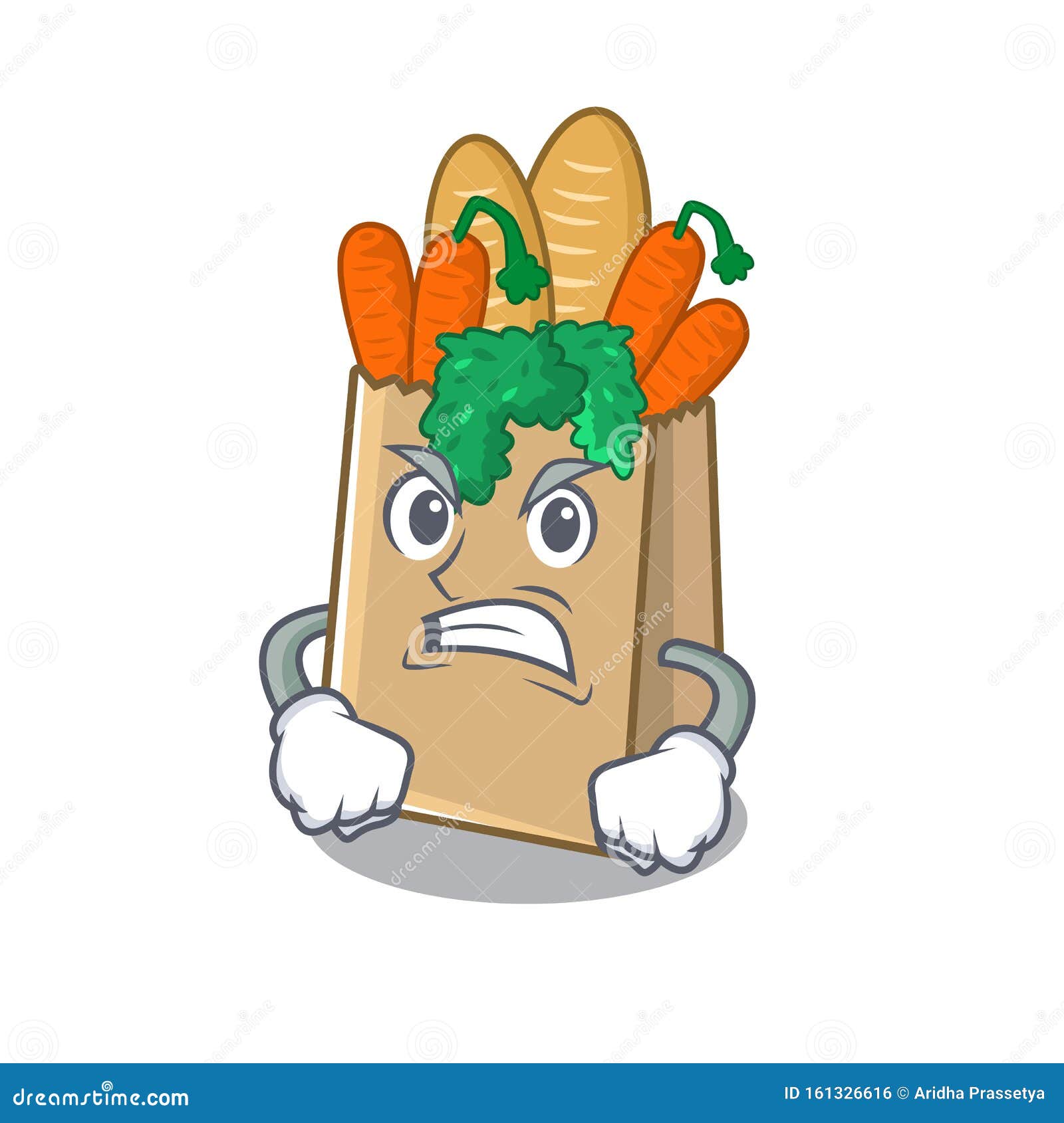 Angry Grocery Bag Isolated with the Character Stock Vector ...