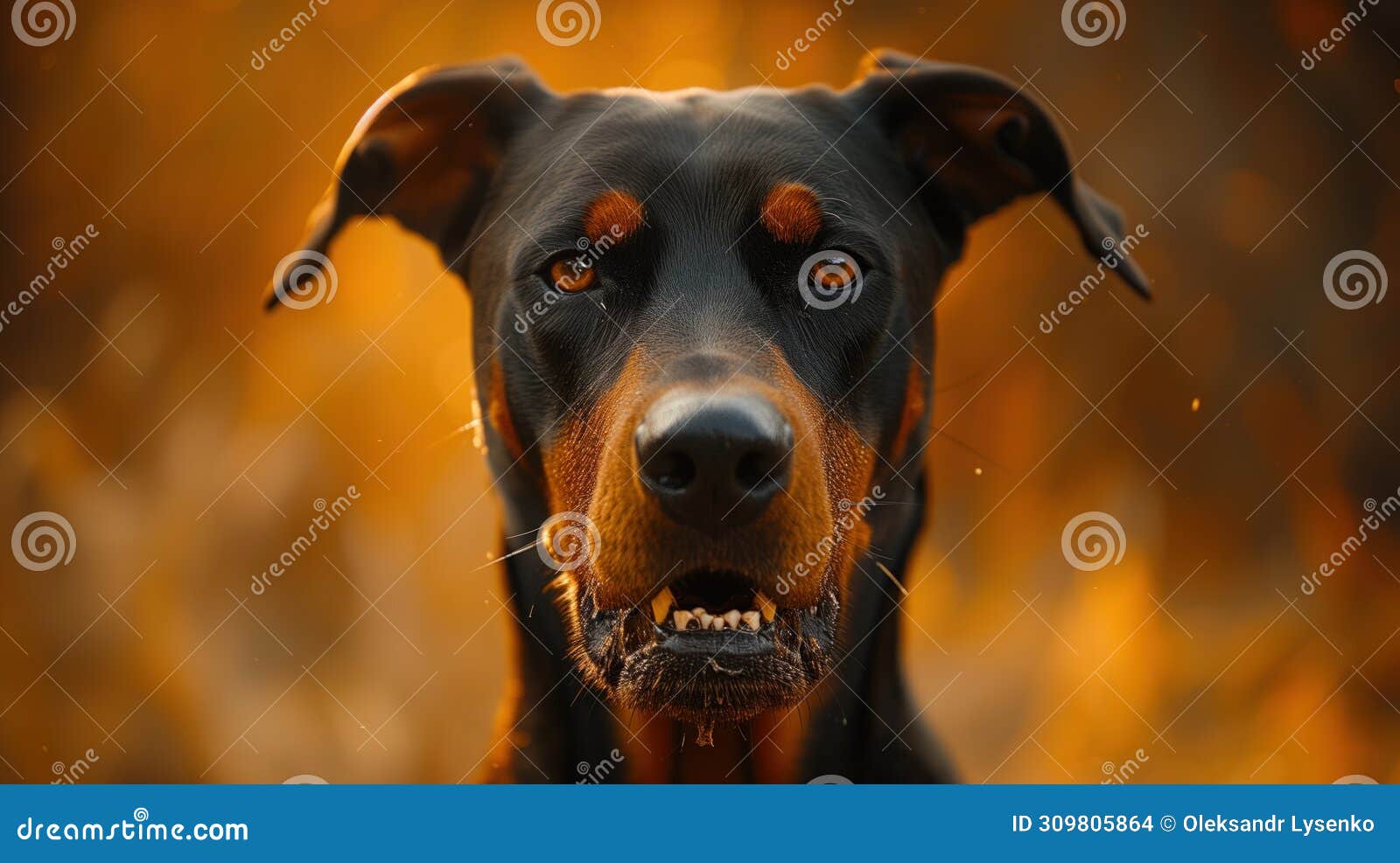 Angry, Growling Doberman Portrait Stock Illustration - Illustration of ...