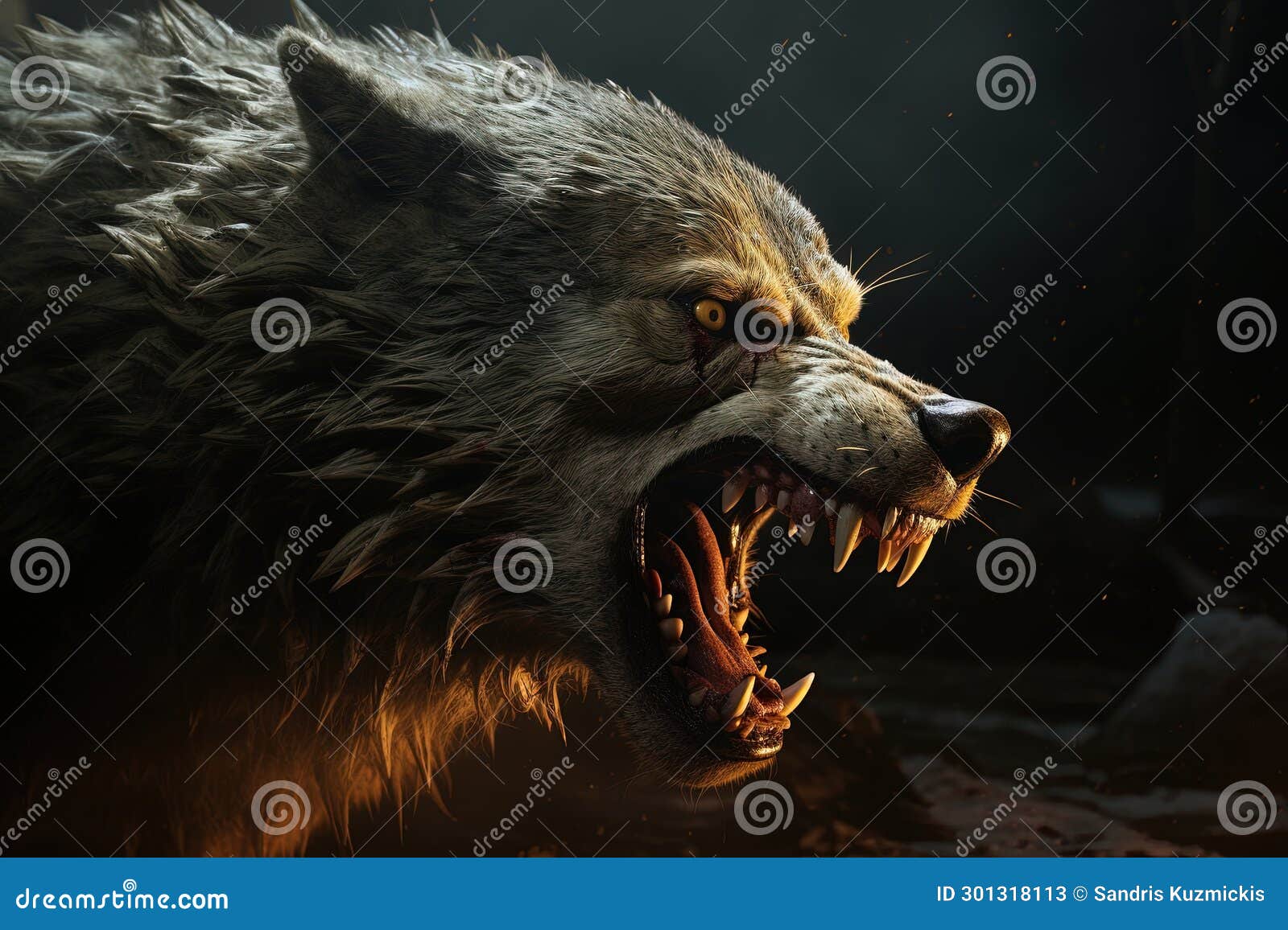 Angry Growling Wolf Mouth Close Up. Generative AI Stock Illustration ...