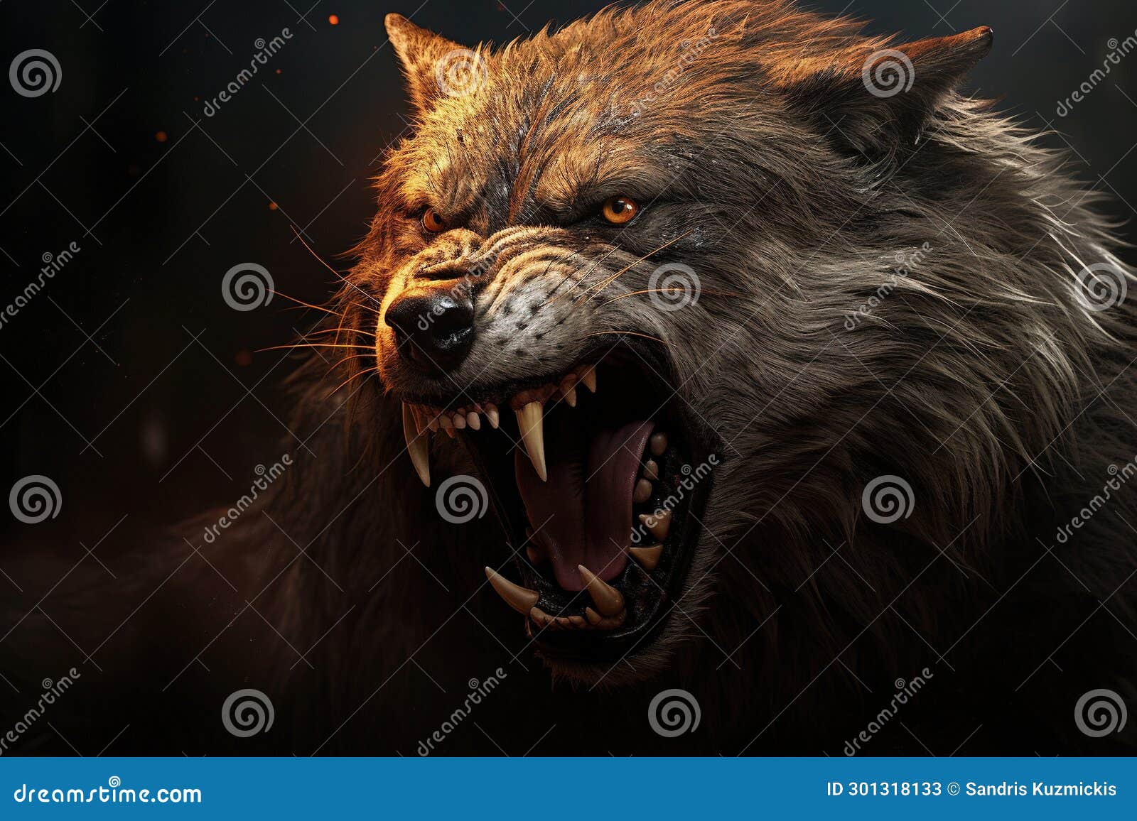 Angry Growling Wolf Mouth Close Up. Generative AI Stock Illustration ...