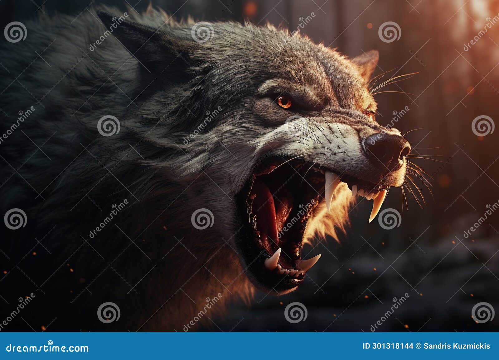 Angry Growling Wolf Mouth Close Up. Generative AI Stock Illustration ...