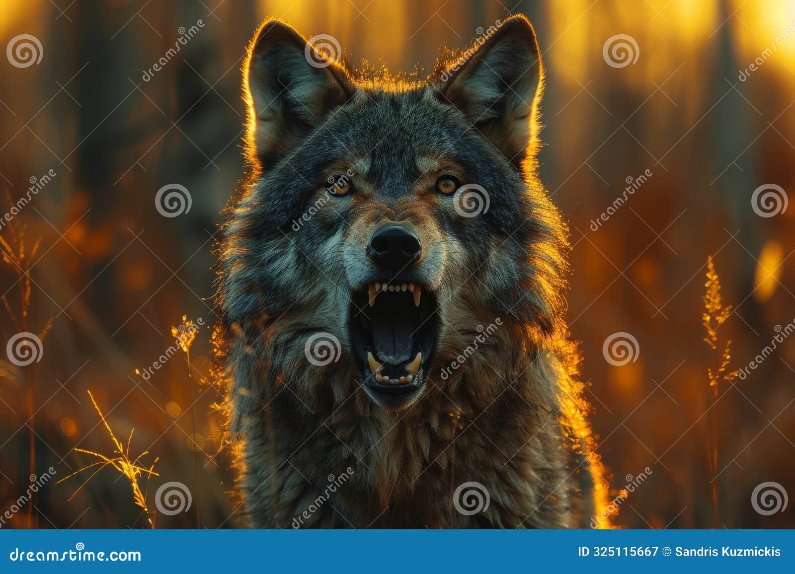 Angry Growling Wolf Mouth Close Up. Generative AI. Stock Illustration ...