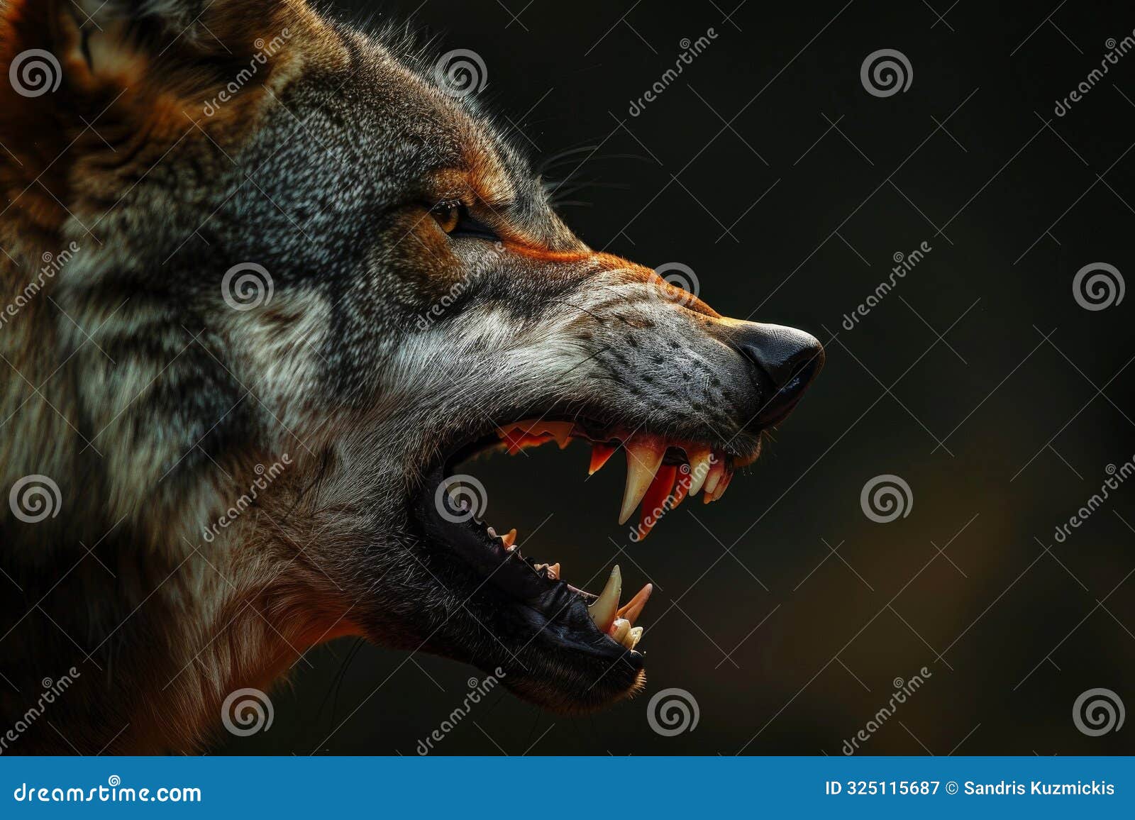 Angry Growling Wolf Mouth Close Up. Generative AI. Stock Illustration ...