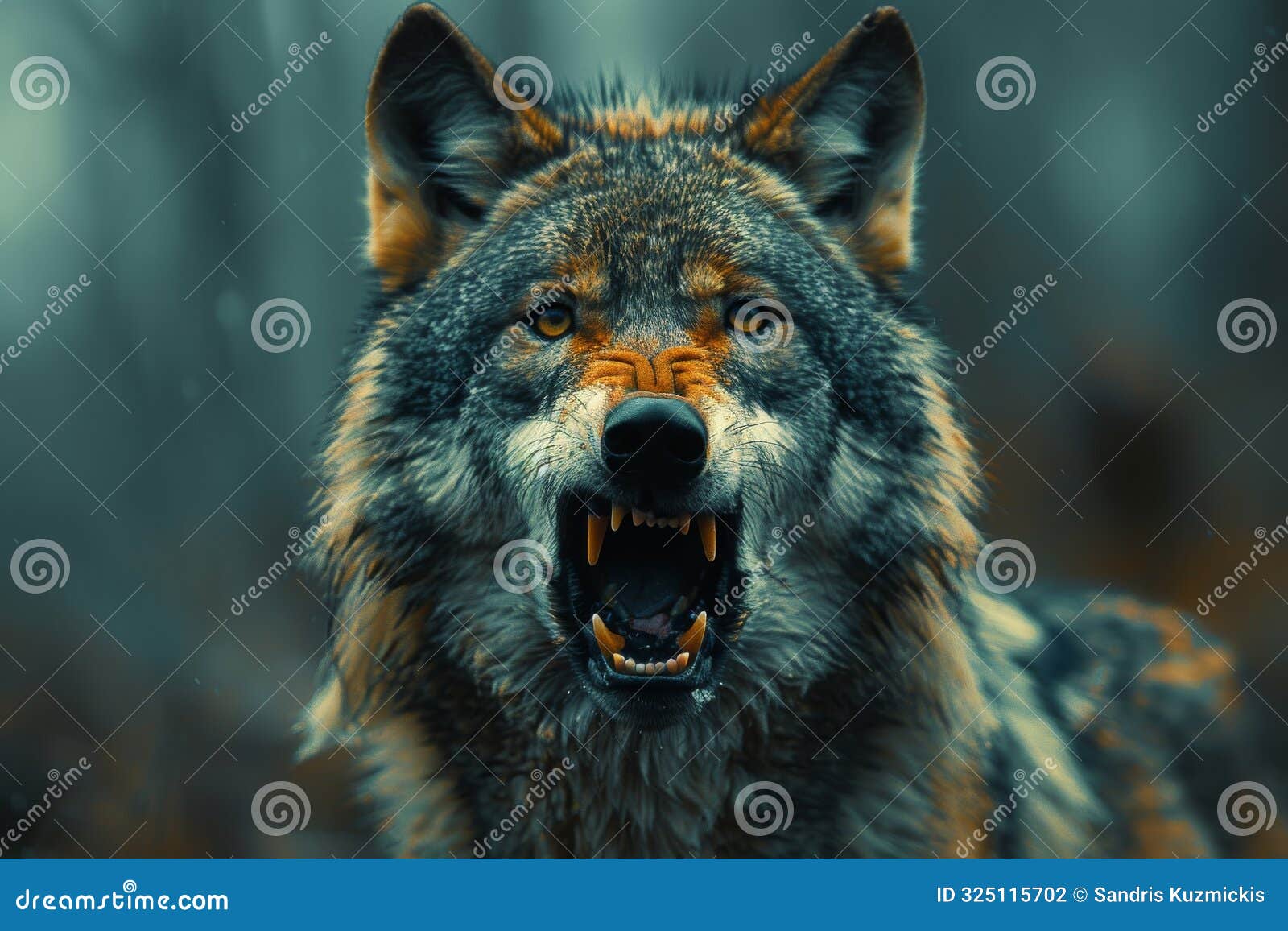 Angry Growling Wolf Mouth Close Up. Generative AI. Stock Illustration ...