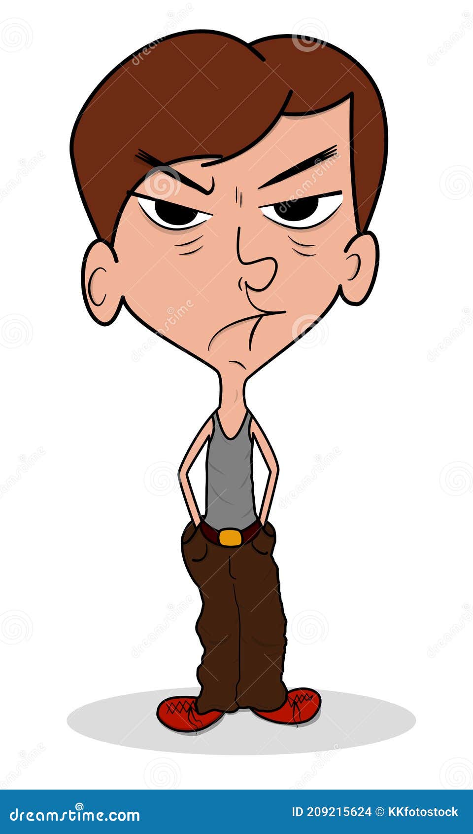 Angry Grumpy Man with Big Empty Pockets Vector Illustration Stock ...