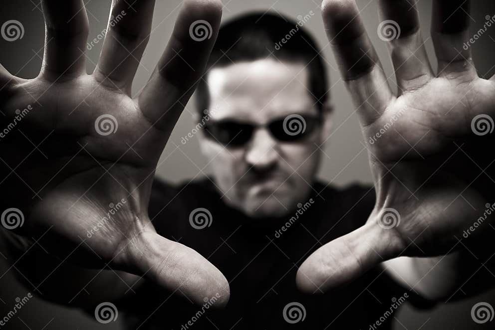 Angry Guard Reaches Forward Stock Image - Image of barring, person ...