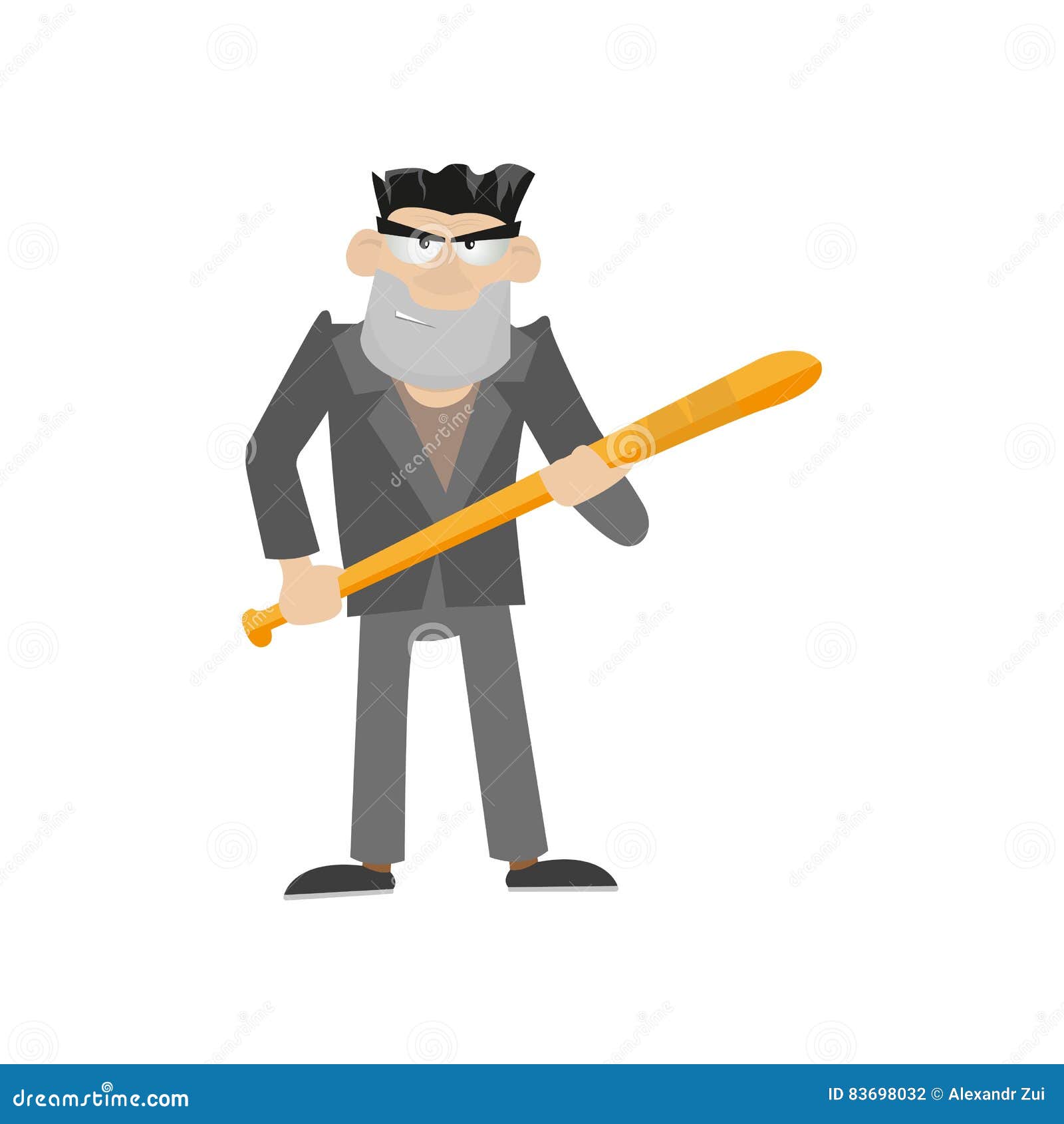 An angry guy with a bat stock vector. Illustration of comic - 83698032