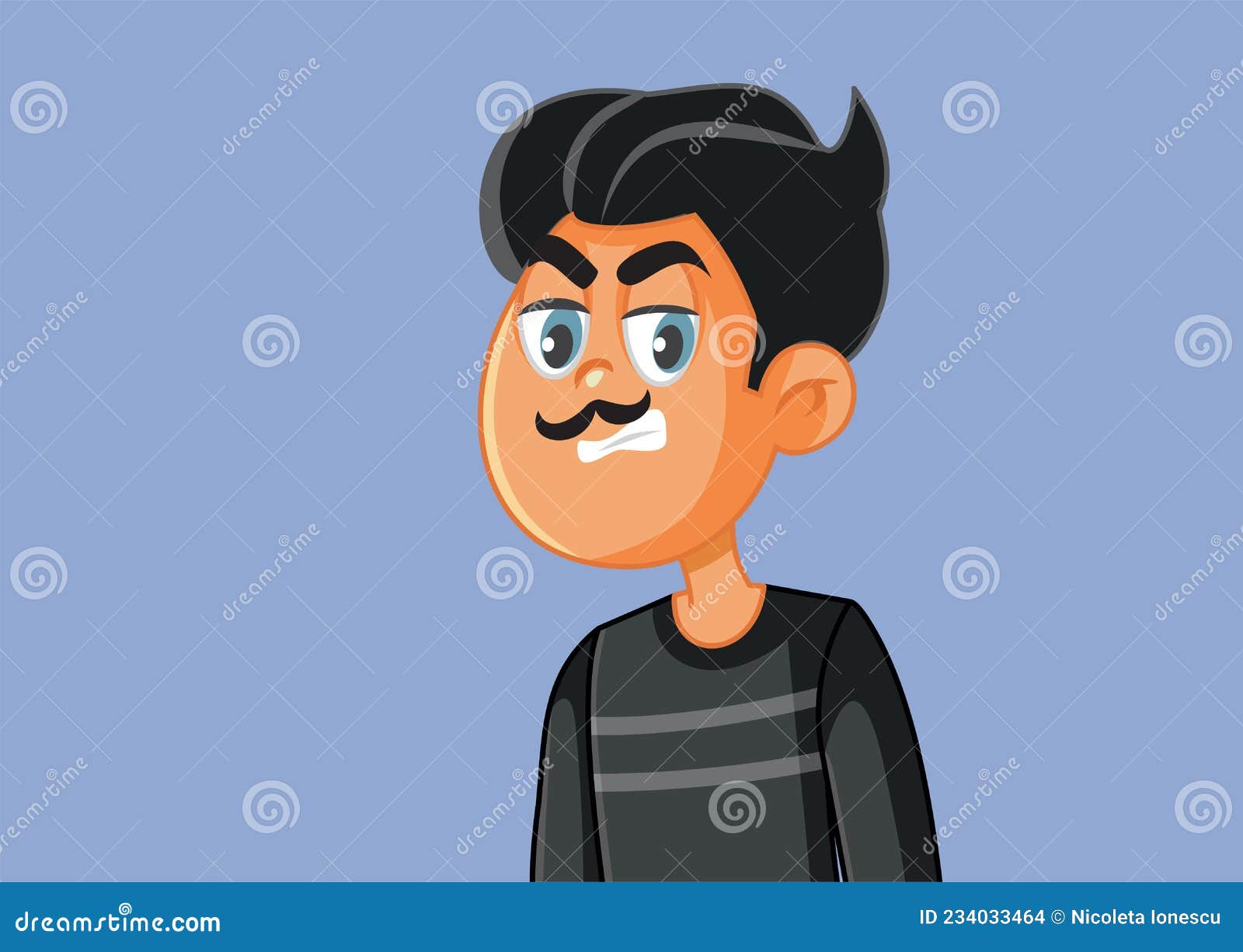 Unhappy Grumpy Mustache Man Vector Cartoon Stock Vector - Illustration ...