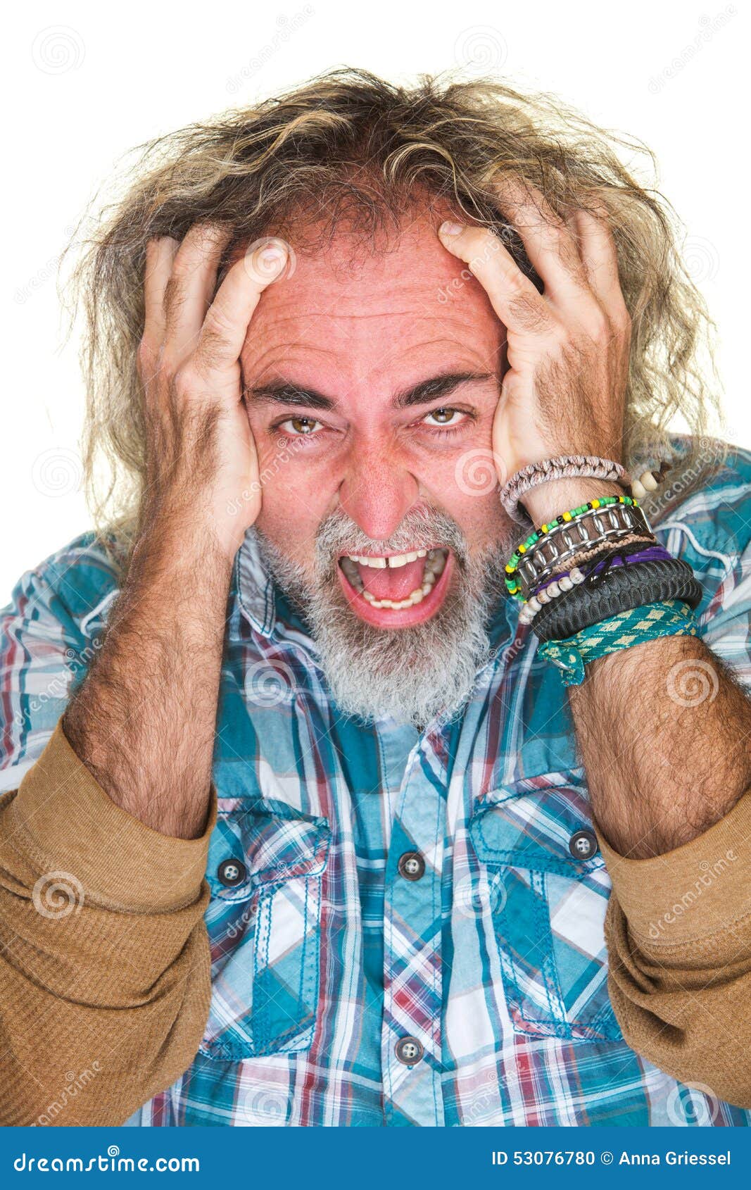 Angry Guy Pulling Hair stock photo. Image of insulted - 53076780