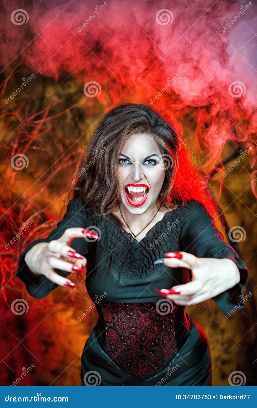 Angry Halloween Vampire Holding Out Hands Stock Image - Image of ...