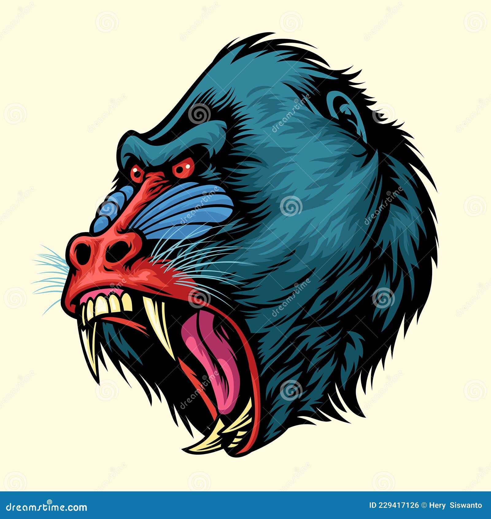 Mandrill Monkey Cartoon Retro Drawing Royalty-Free Stock Image ...