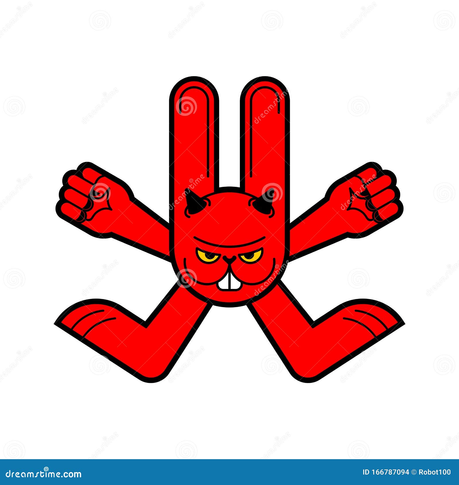 Angry Hare. Crazy Rabbit. Devil Bunny. Mad Animal Stock Vector ...