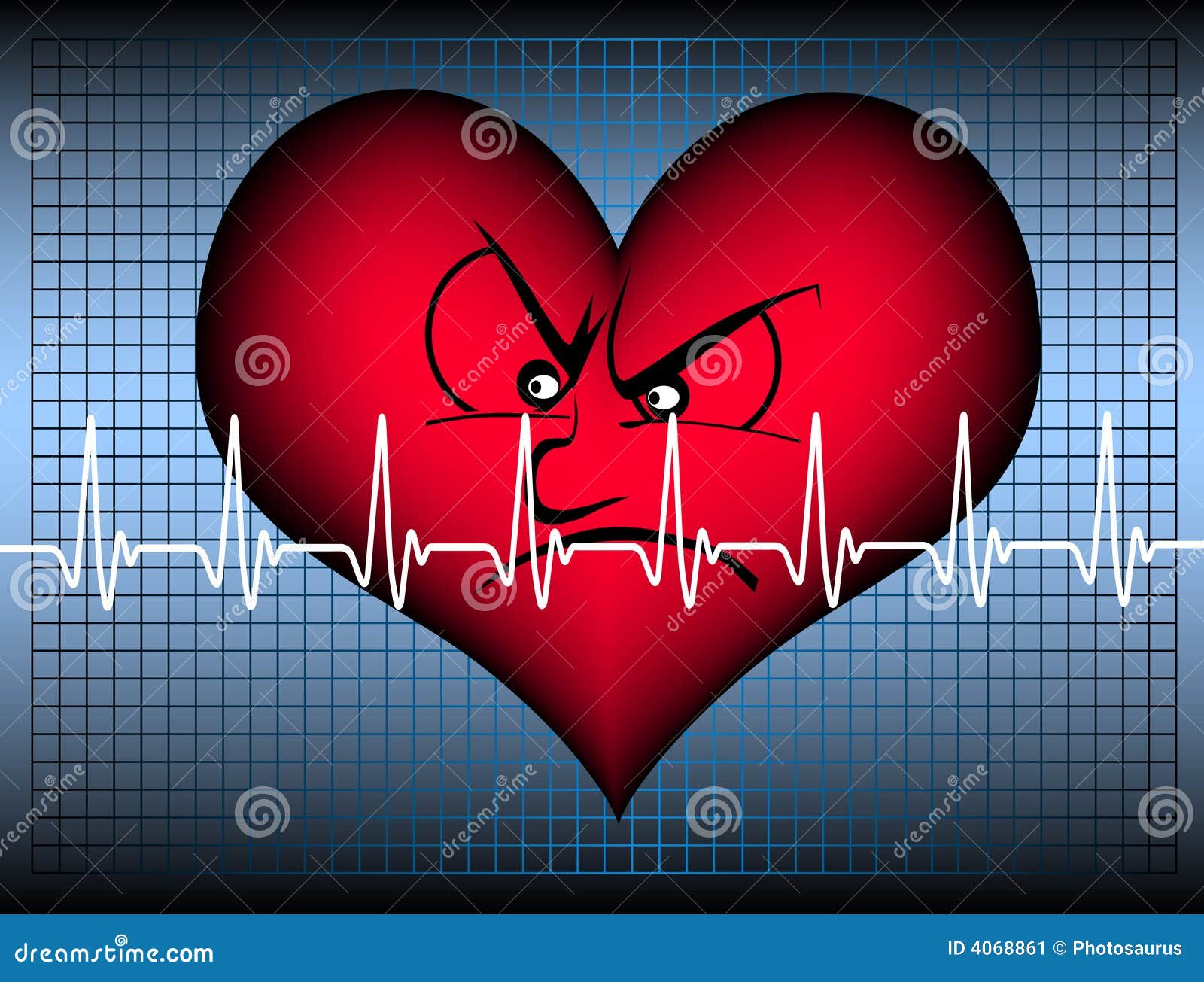 Angry Heart Anatomical. Evil Internal Organ Isolated. Terrible Anatomy ...