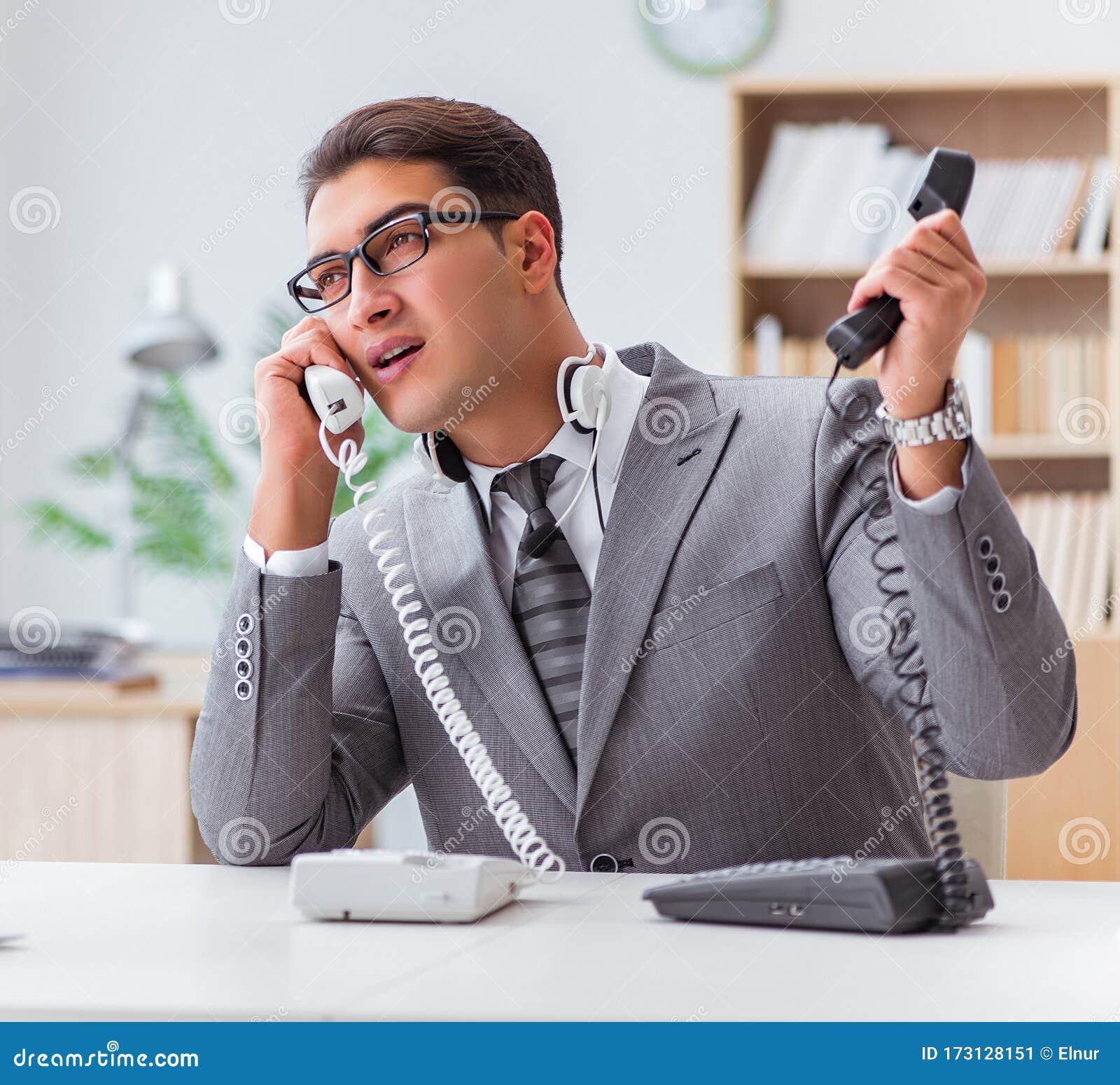 Angry Helpdesk Operator in the Office Stock Image - Image of ...