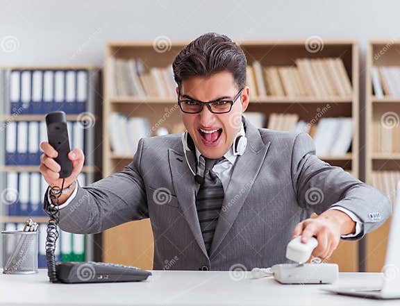 Angry Helpdesk Operator in the Office Stock Photo - Image of operator ...