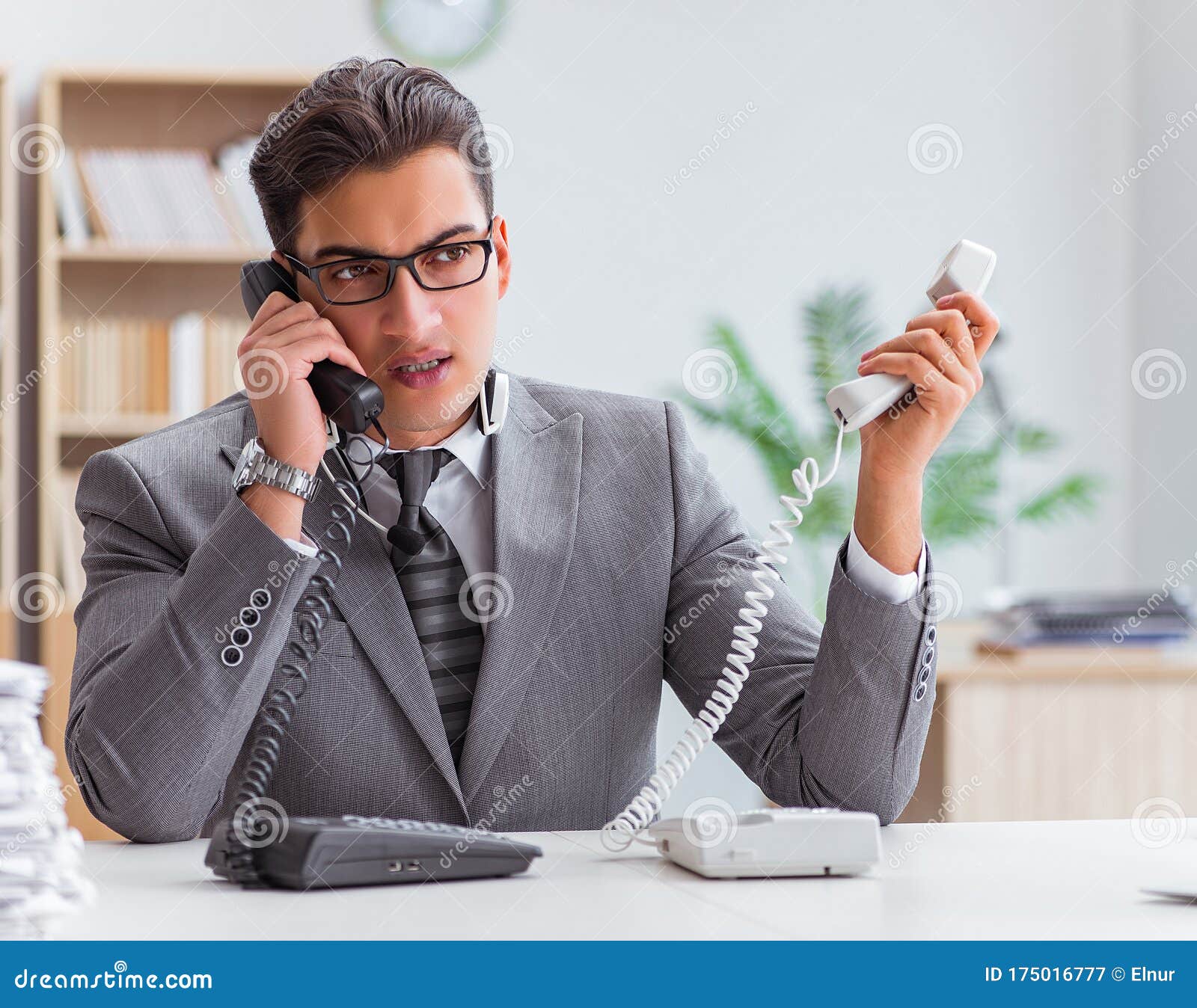 Angry Helpdesk Operator in the Office Stock Image - Image of busy ...