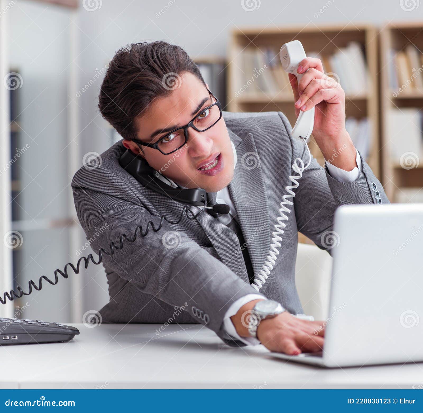 Angry Helpdesk Operator in the Office Stock Image - Image of stress ...