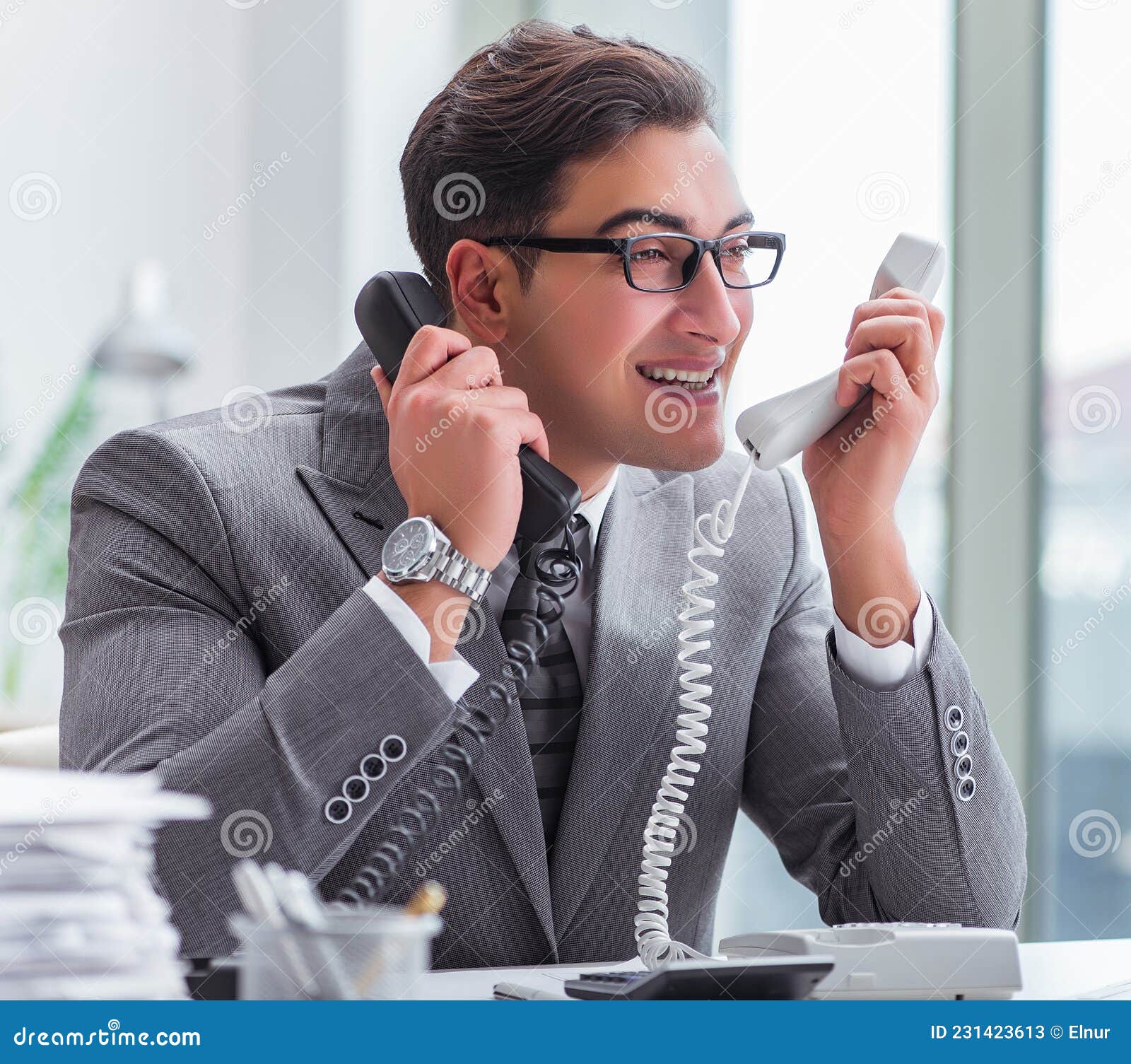 Angry Helpdesk Operator in the Office Stock Image - Image of ...