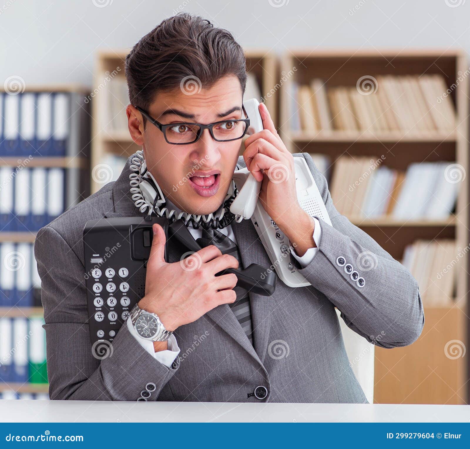 Angry Helpdesk Operator in the Office Stock Photo - Image of ...
