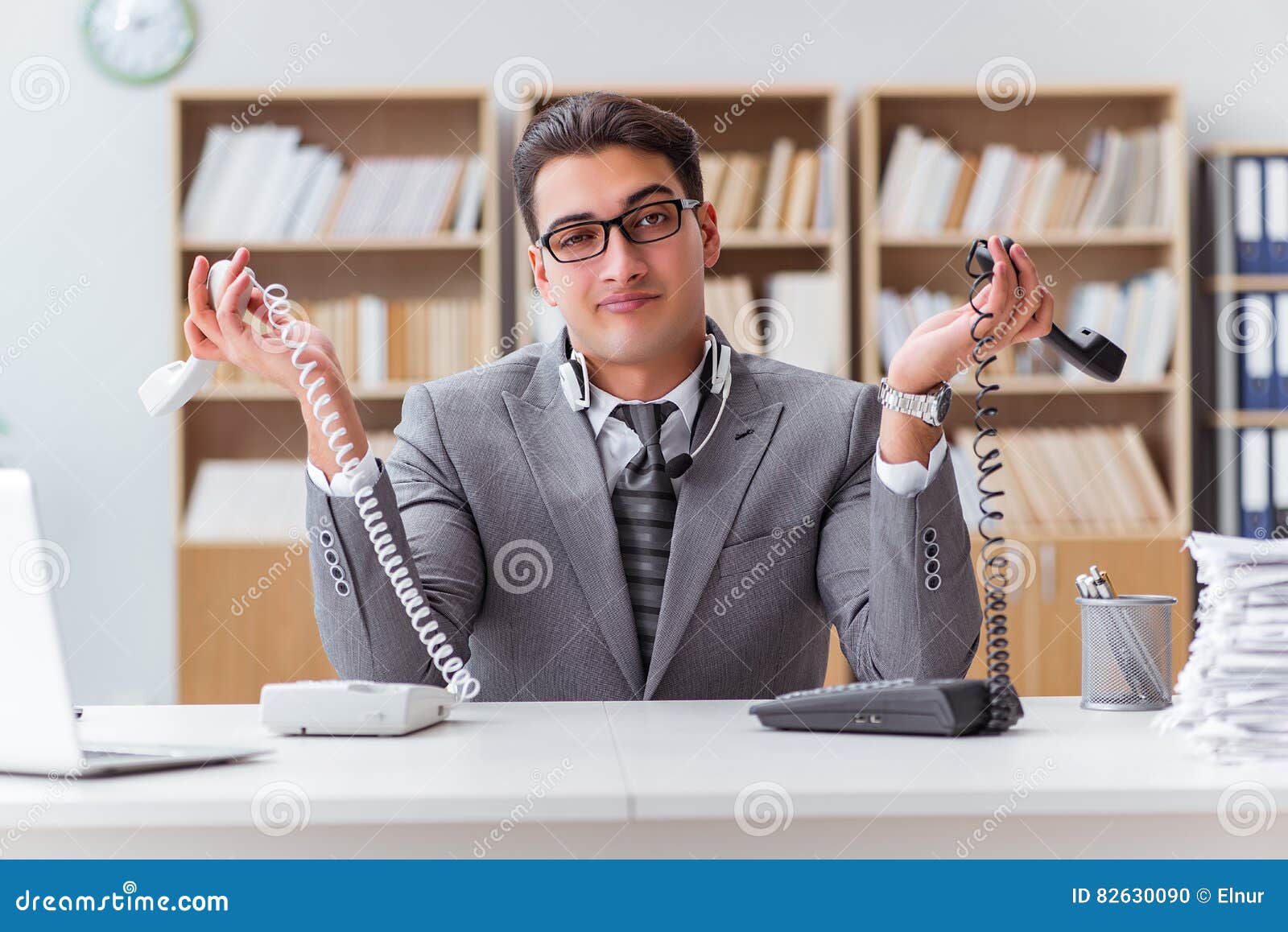 The Angry Helpdesk Operator in the Office Stock Photo - Image of male ...