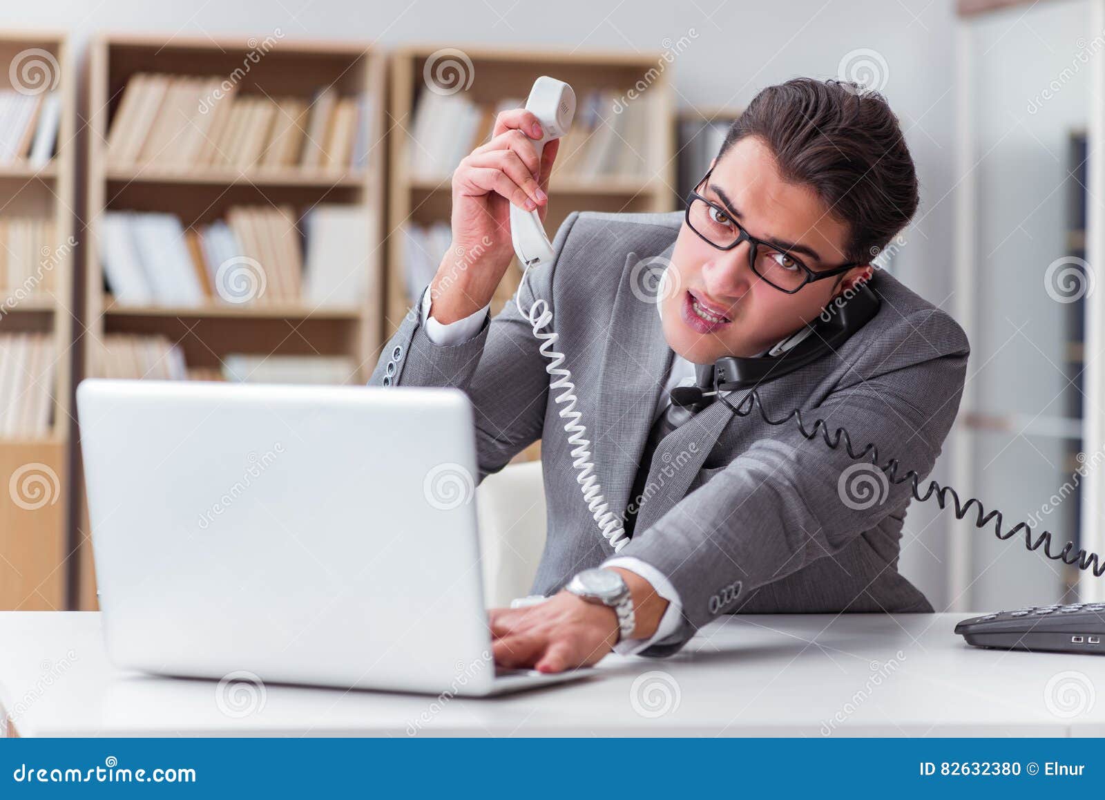 The Angry Helpdesk Operator in the Office Stock Photo - Image of ...