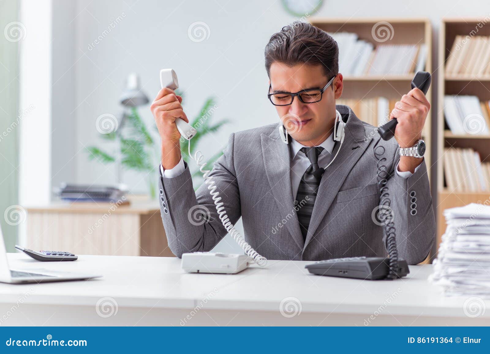 The Angry Helpdesk Operator in the Office Stock Photo - Image of ...