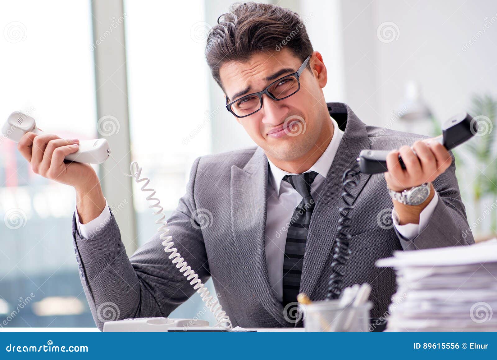 The Angry Helpdesk Operator Yelling in Office Stock Photo - Image of ...