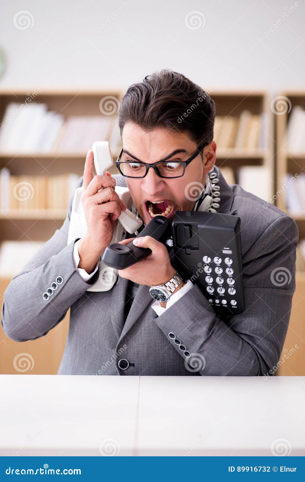 The Angry Helpdesk Operator Yelling in Office Stock Photo - Image of ...