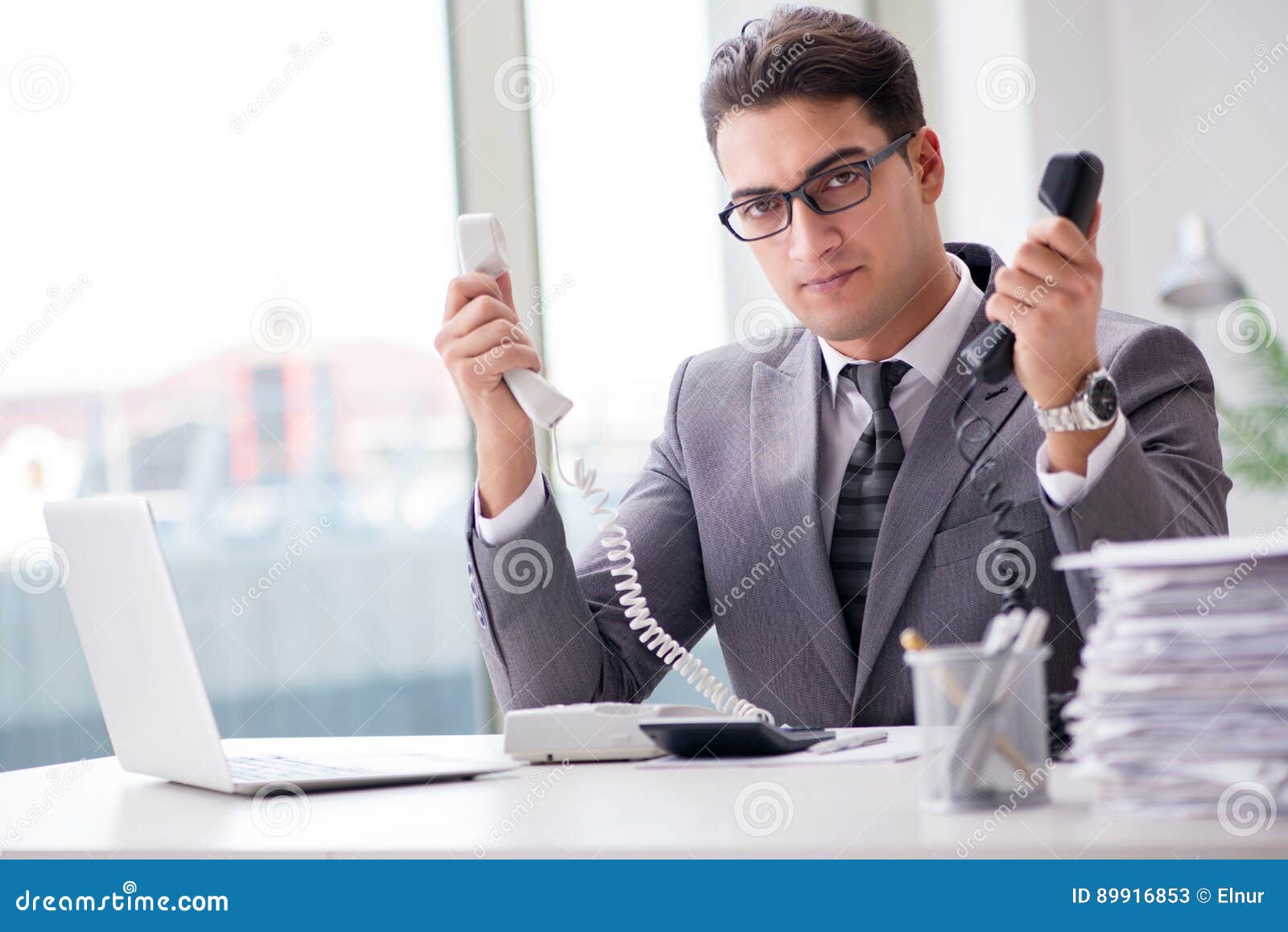 The Angry Helpdesk Operator Yelling in Office Stock Image - Image of ...