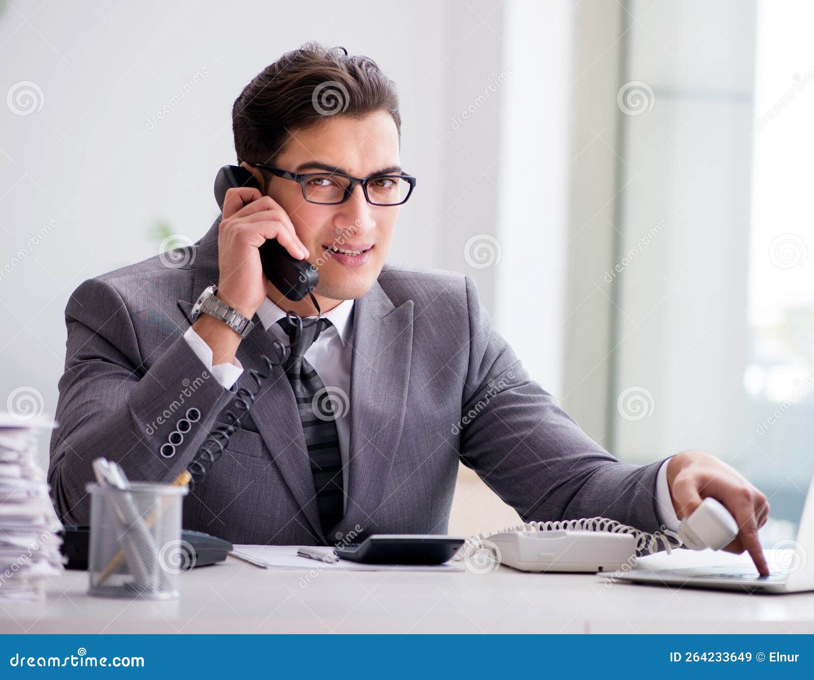Angry Helpdesk Operator Yelling in Office Stock Image - Image of ...