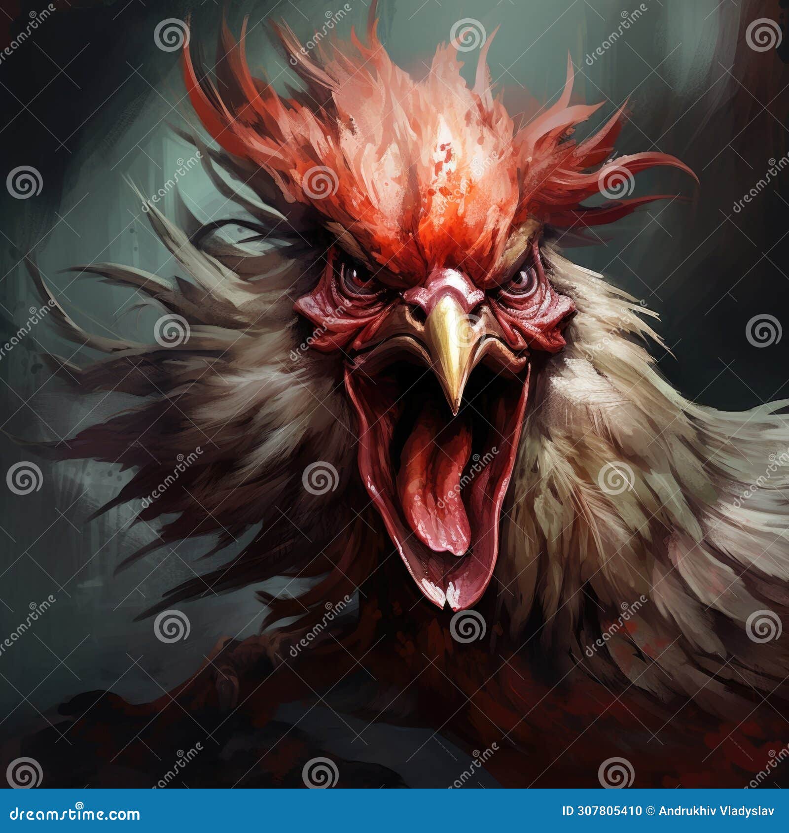 An angry hen, angry art. stock illustration. Illustration of white ...