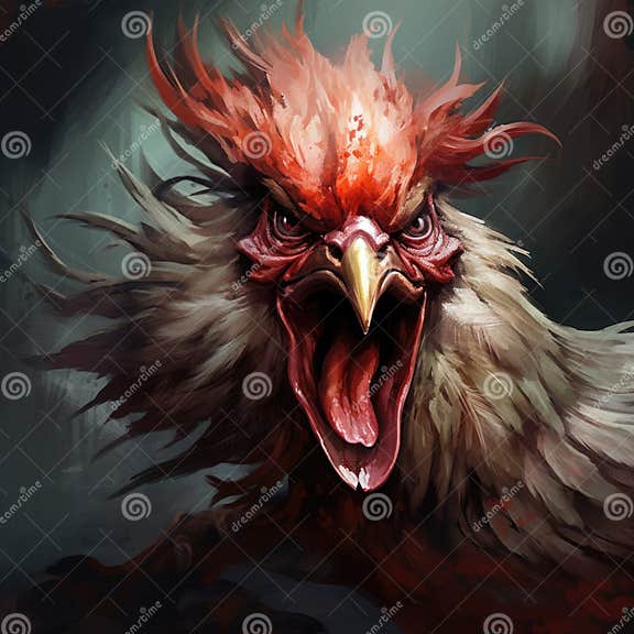 An angry hen, angry art. stock illustration. Illustration of white - 307805410